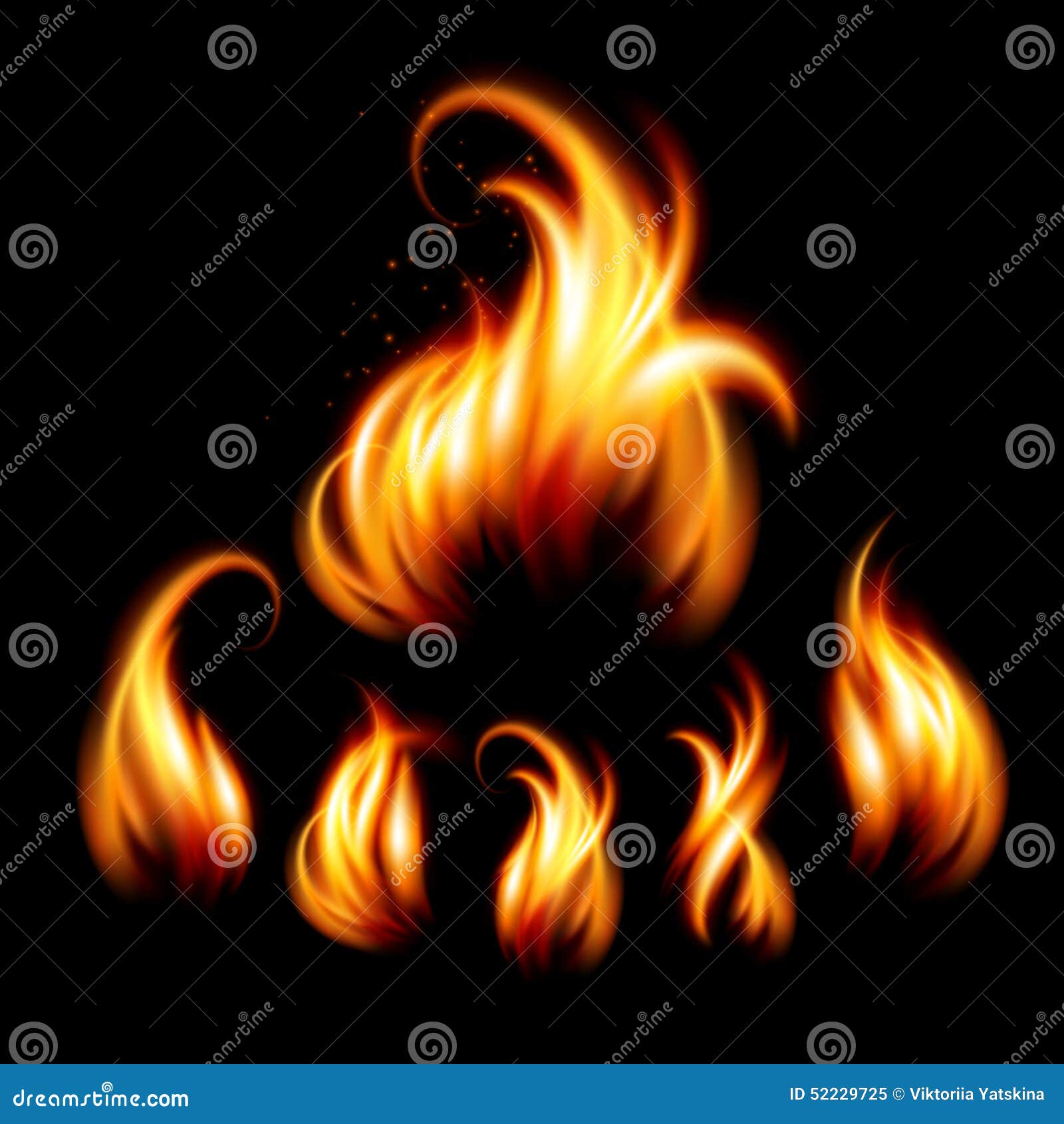 Set of Realistic Fire. Vector Illustration Stock Vector - Illustration ...
