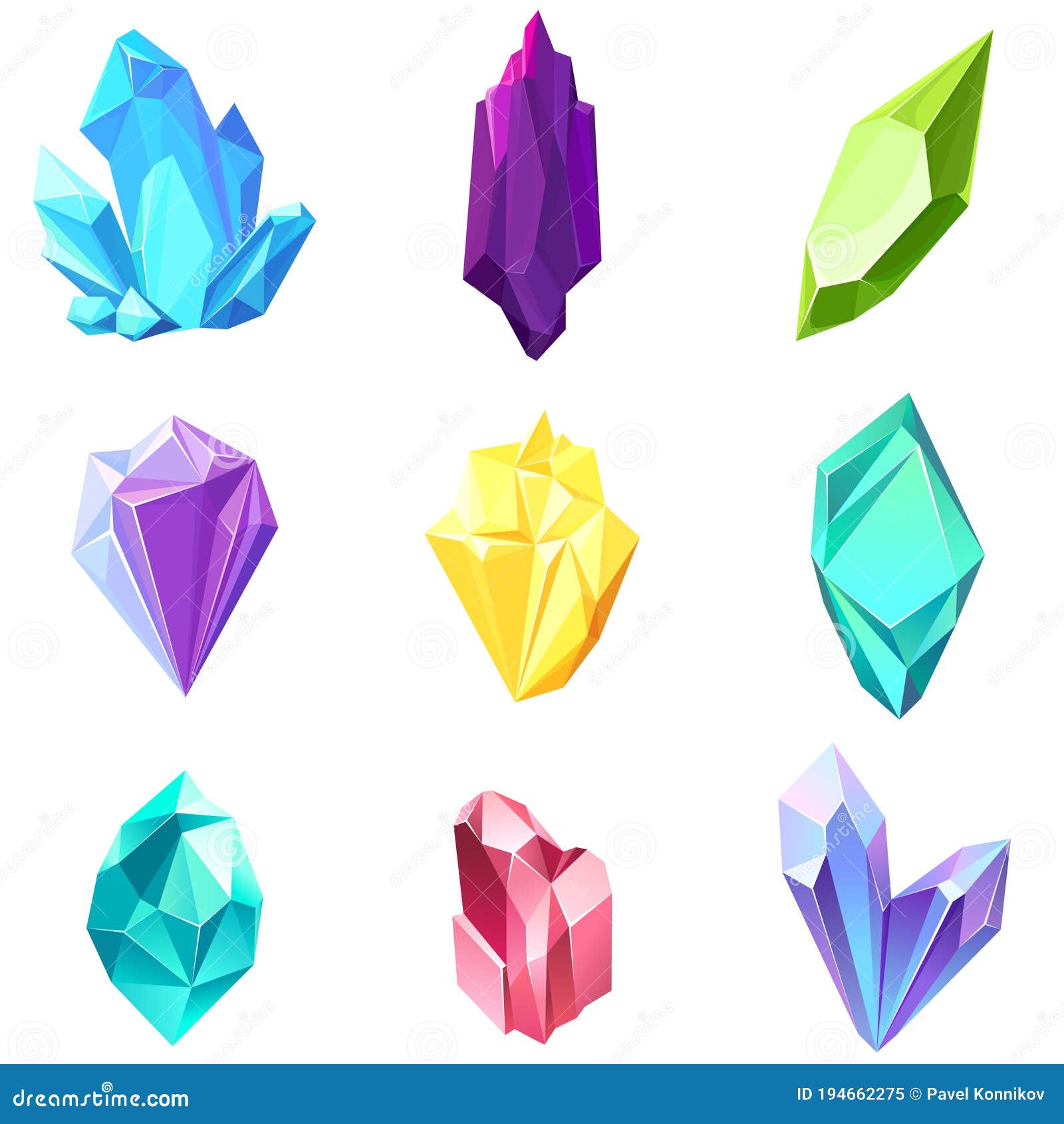 Set of realistic gemstones stock illustration. Illustration of ...