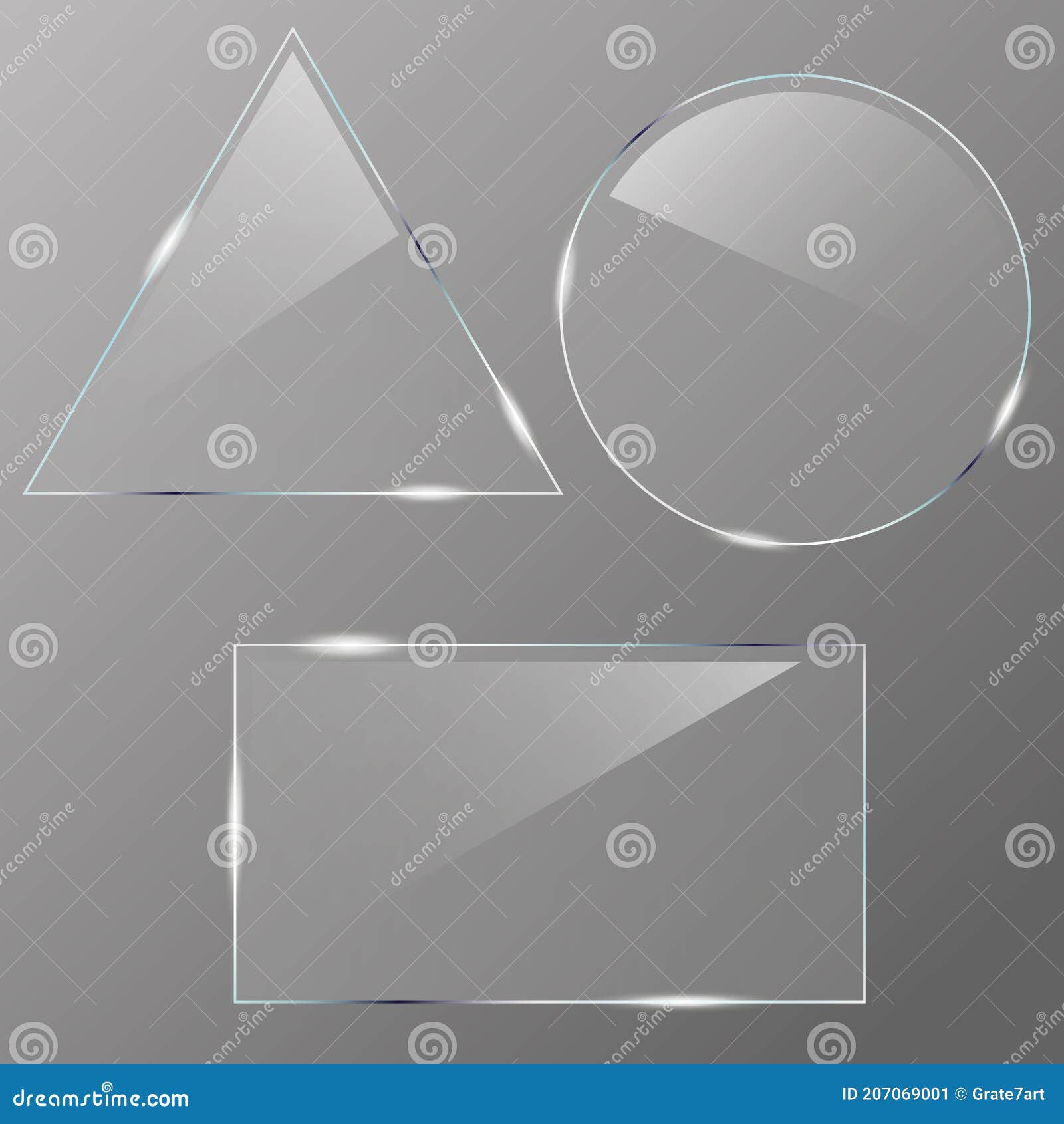 Set Of Realistic Glass. Realistic Clear Glass In Rectangle, Triangle ...