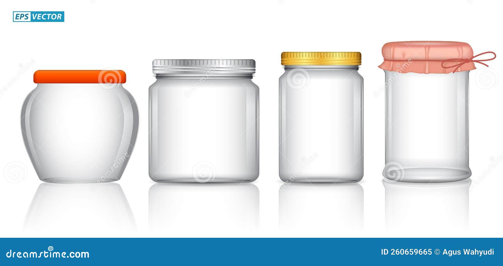 Set of Realistic Glass Jar Storage Isolated. Eps Vector. Stock Vector ...