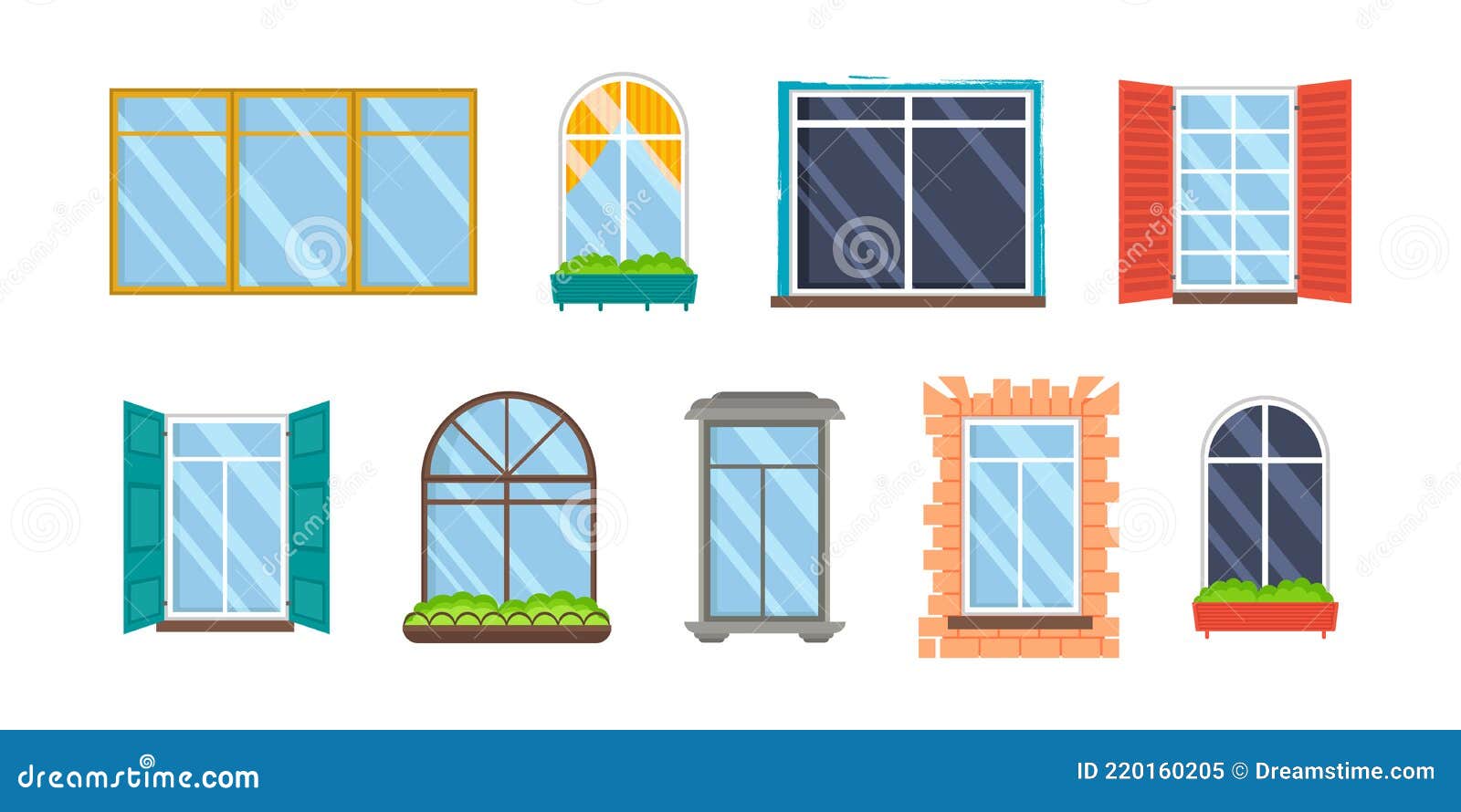 Set of Realistic Glass Plastic Windows Sills. Stock Vector ...