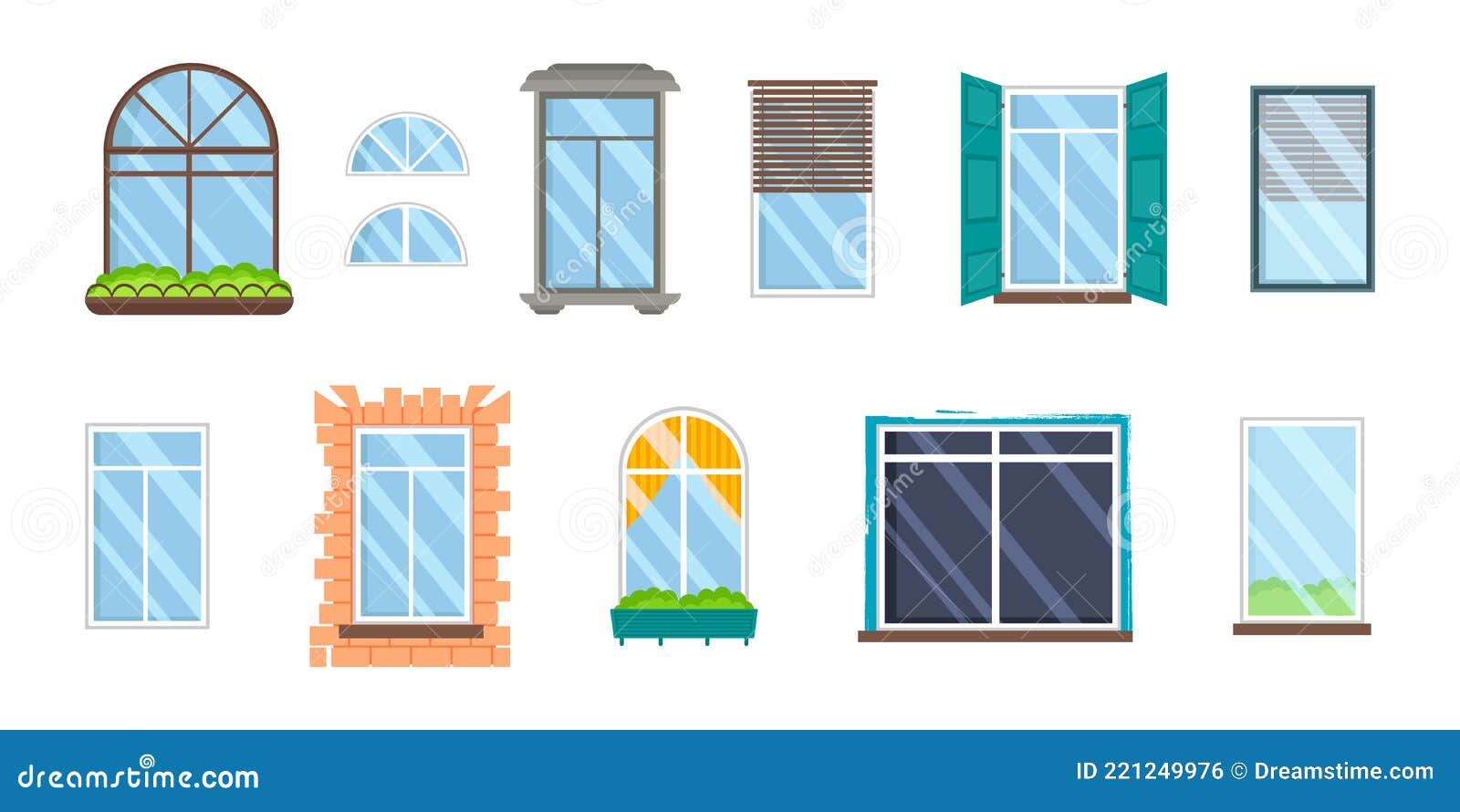 Set of Realistic Glass Plastic Windows Sills. Stock Vector ...