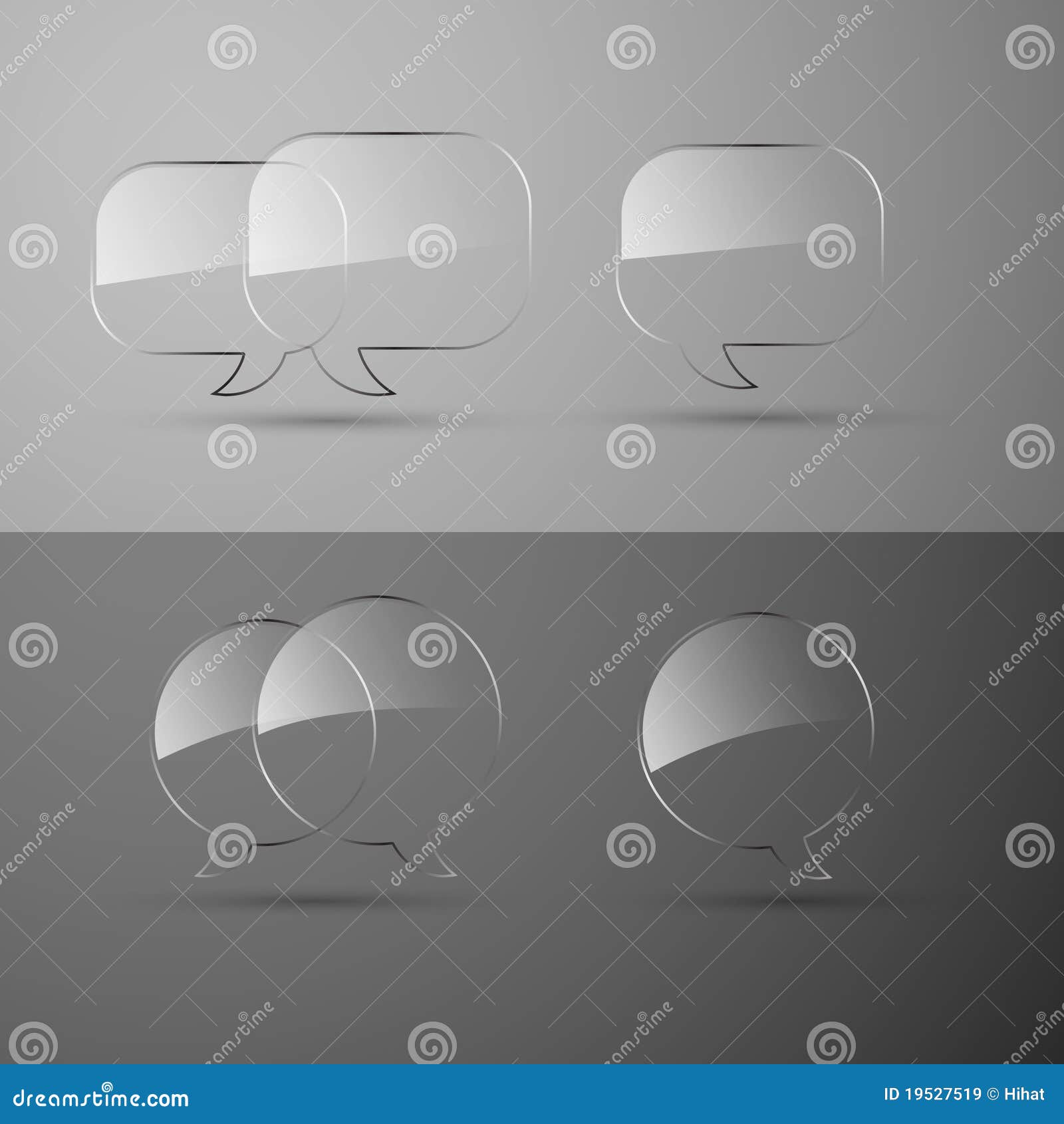Set of Realistic Glass Speech Bubbles. Stock Vector - Illustration of ...