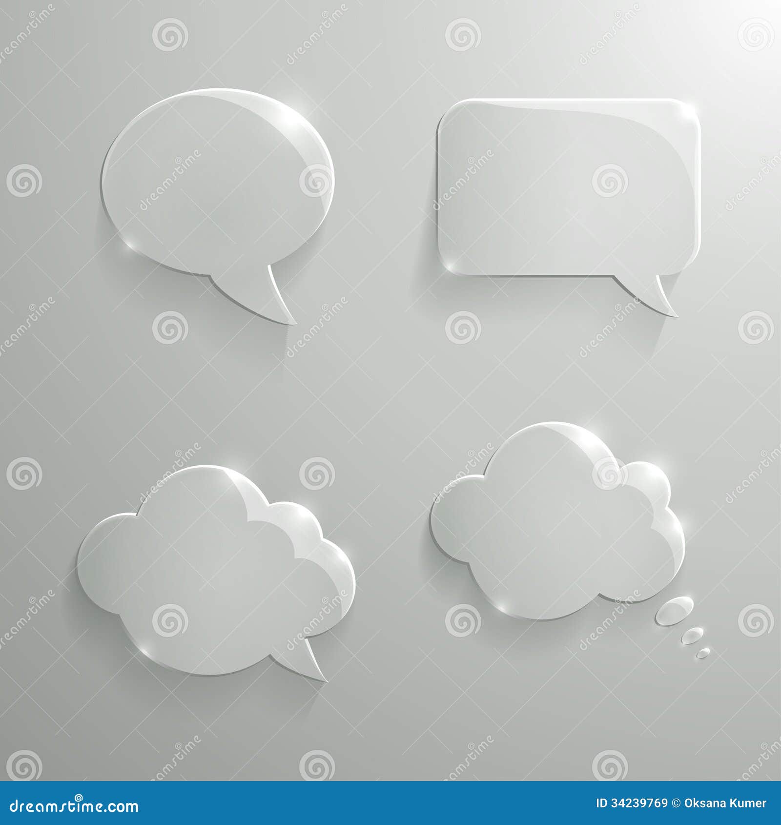 Set of Realistic Glass Speech Bubbles Stock Vector - Illustration of ...