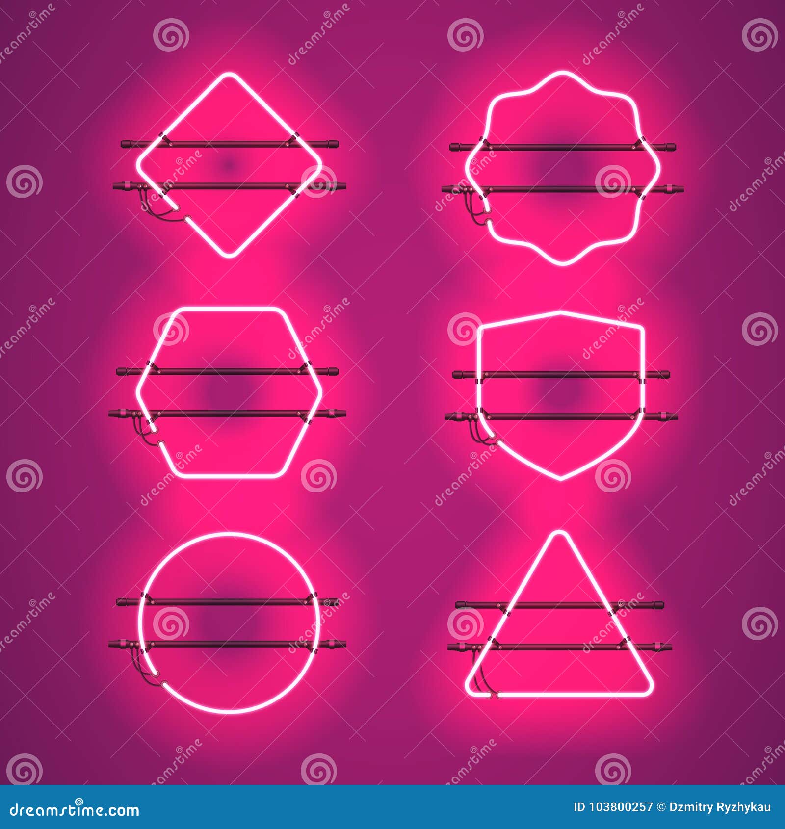 Set of Realistic Glowing Purple Neon Frames Stock Vector - Illustration ...