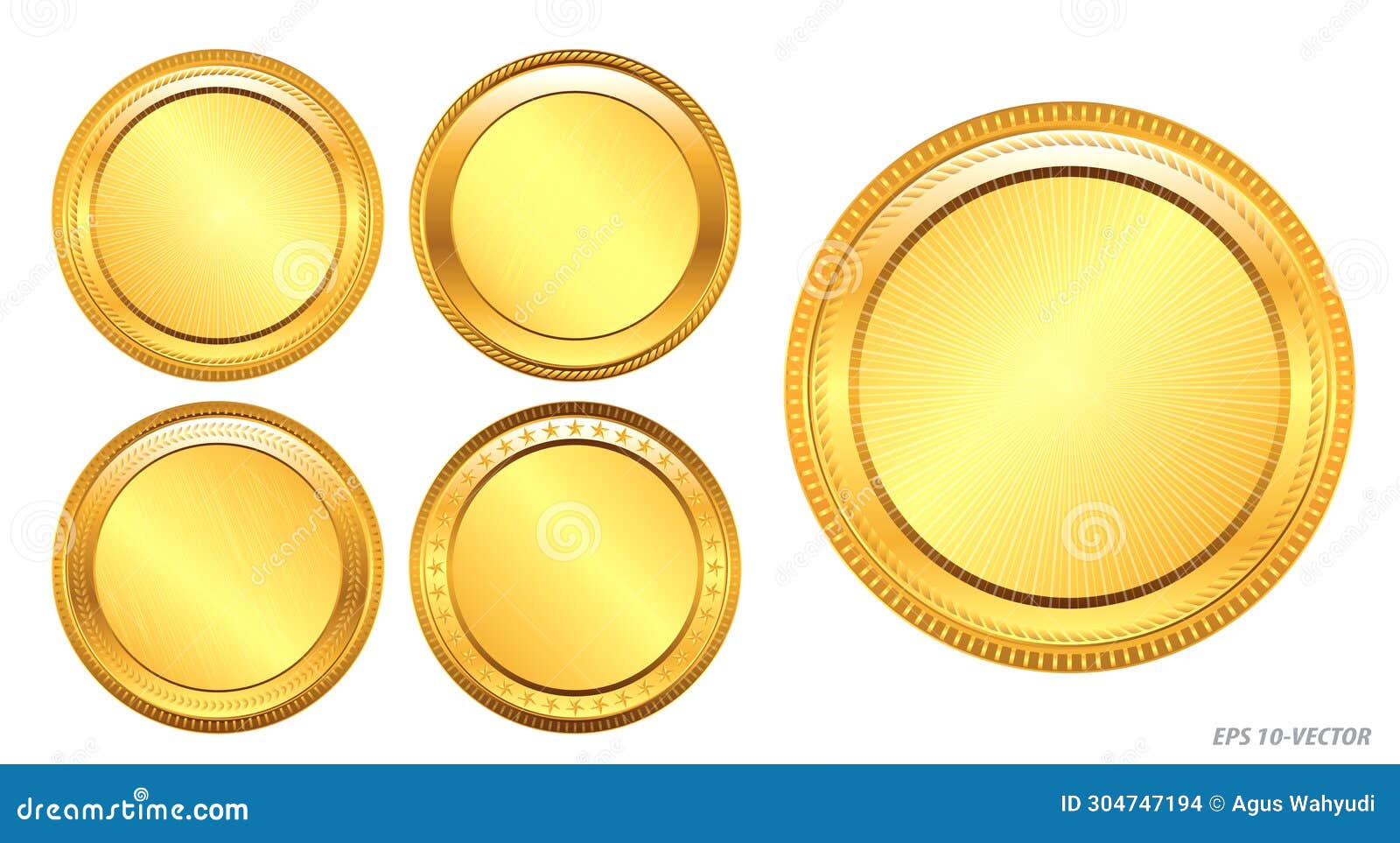 Set of Realistic Gold Coin. Easy To Modify. Stock Vector - Illustration ...