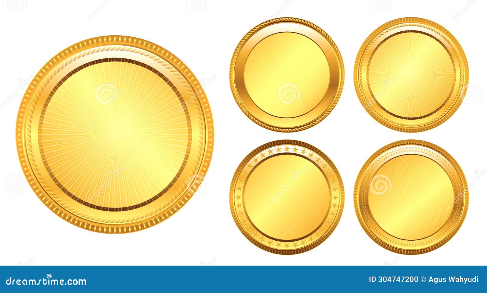 Set of Realistic Gold Coin. Easy To Modify. Stock Photo - Image of ...