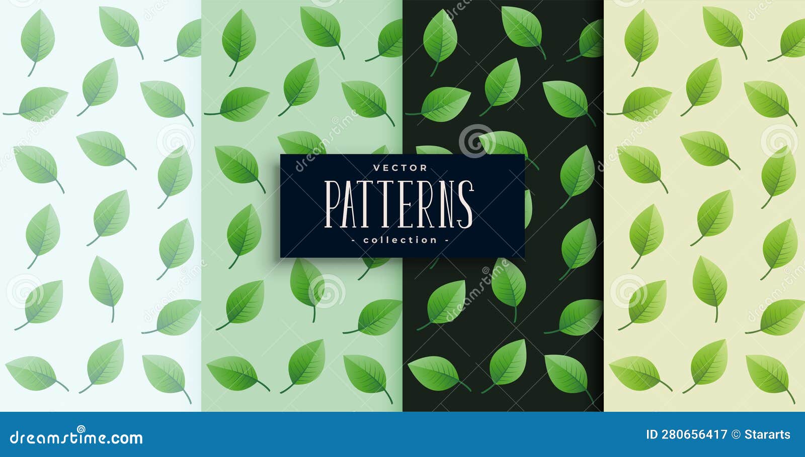 Set of Realistic Green Leaves Pattern Background Vector Stock Vector - Illustration of minimal ...