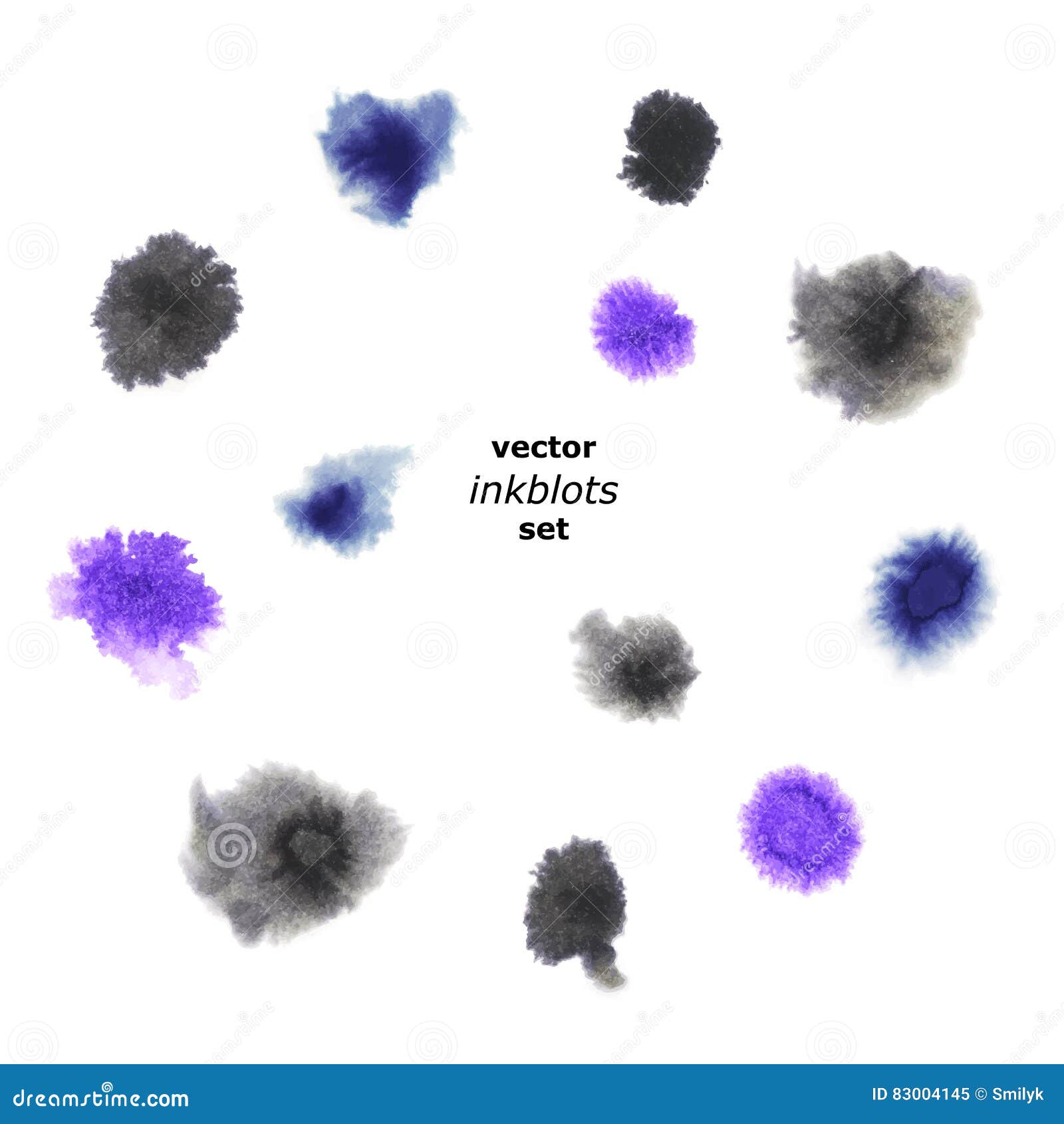 Set of Realistic Hand-Drawn Ink Blots. Stock Illustration ...
