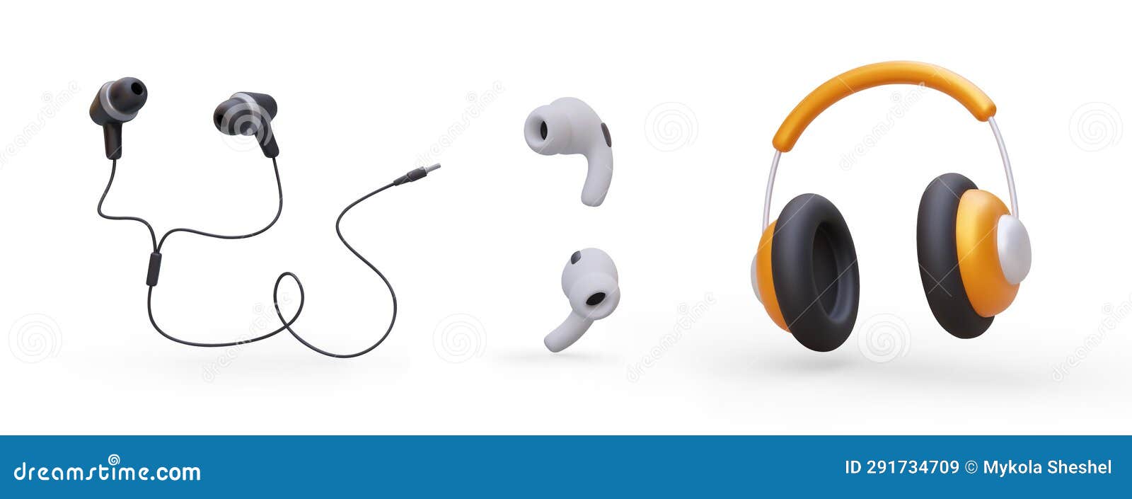 Set of Realistic Headphones, Earphones of Different Types Stock Vector ... Set of Realistic Headphones, Earphones of Different Types Stock Vector ...