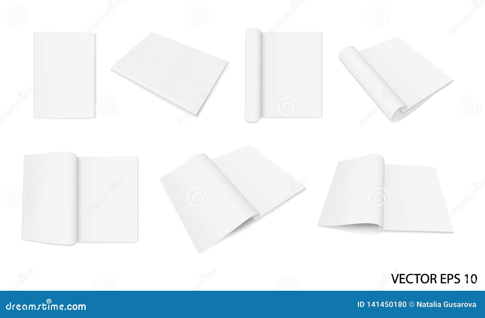 Set of Realistic Images Mock Up, Layout of Open and Closed Magazines ...