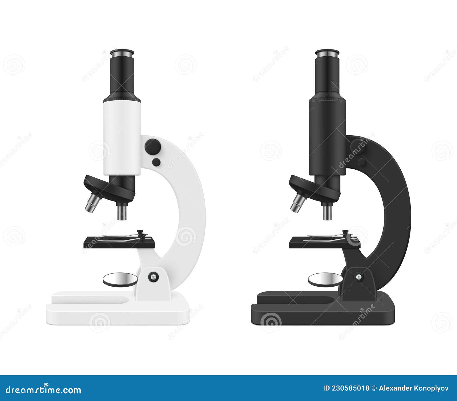 Set Realistic Lab Microscope Vector Illustration. Innovation Discovery ...
