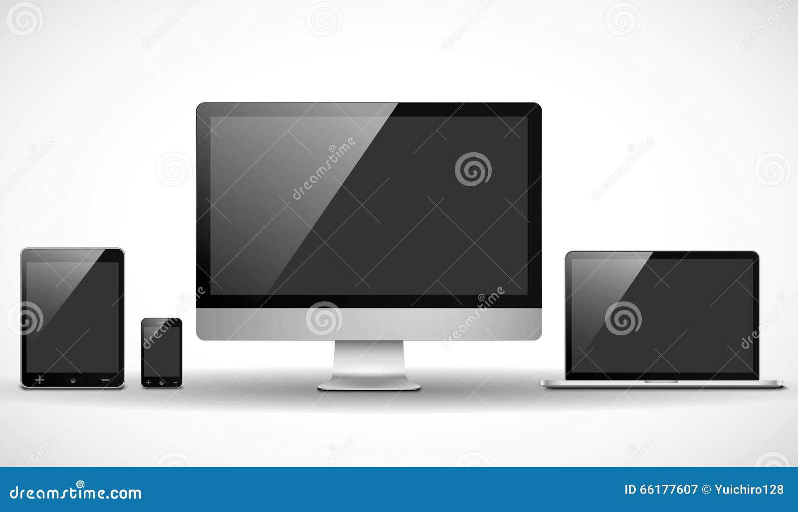 Set of Realistic Laptop, Desktop, Smartphone and Tablet Computer Stock ...