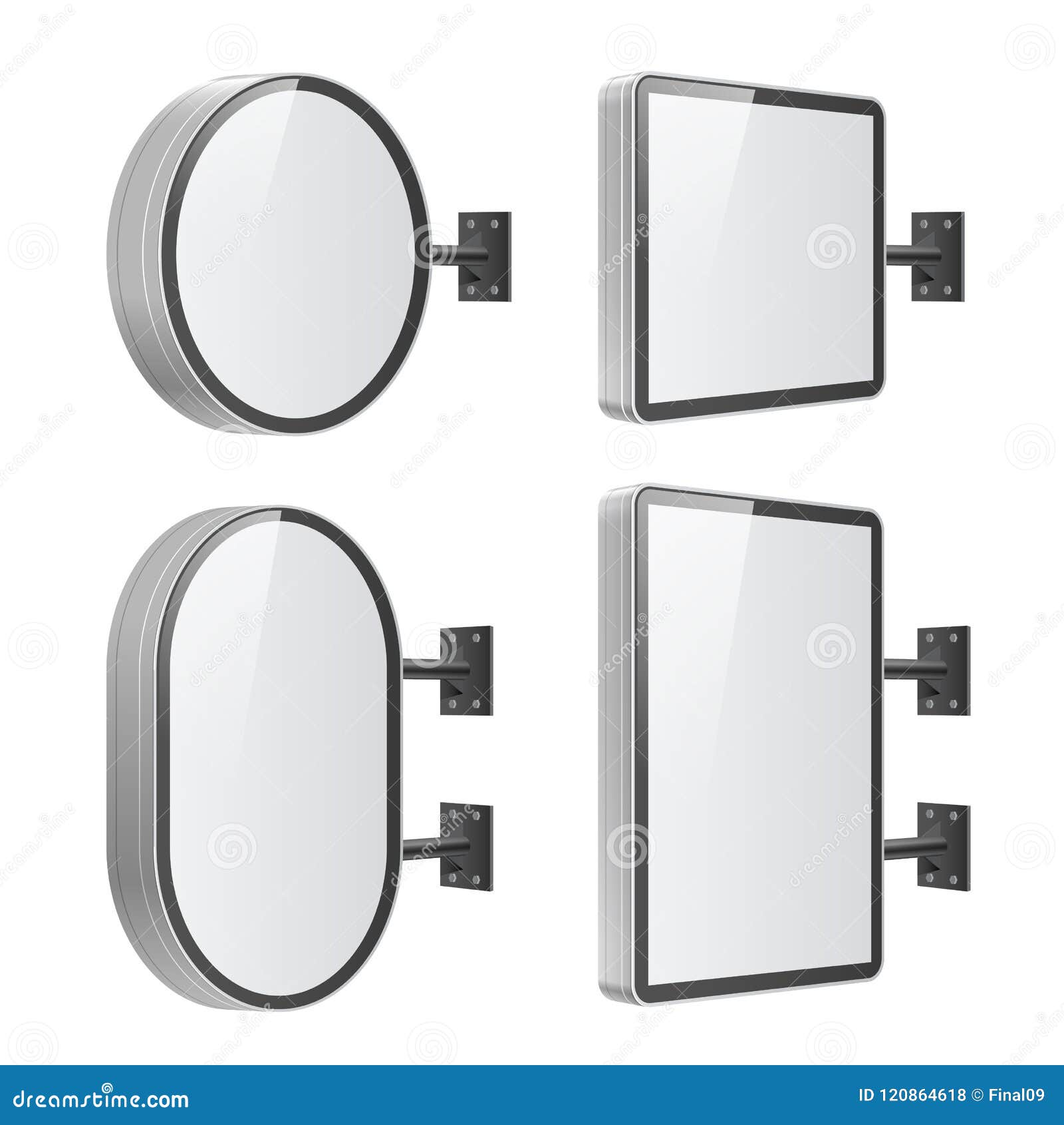 Light Boxes Vertical White Realistic Blank Templates Set. Billboards ...