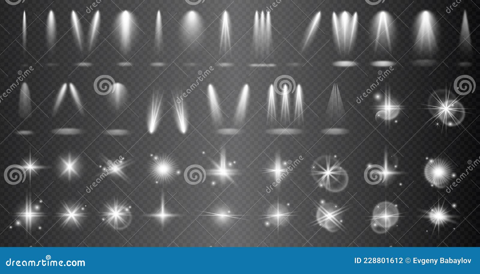 Set, Realistic Lighting, Light Rays on a Dark Background - Vector Stock ...