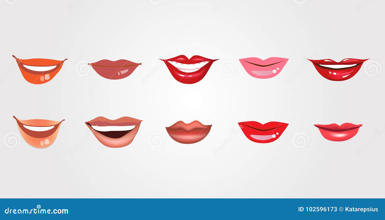 Set of Realistic Lips for Design Isolated on White Background. V Stock ...