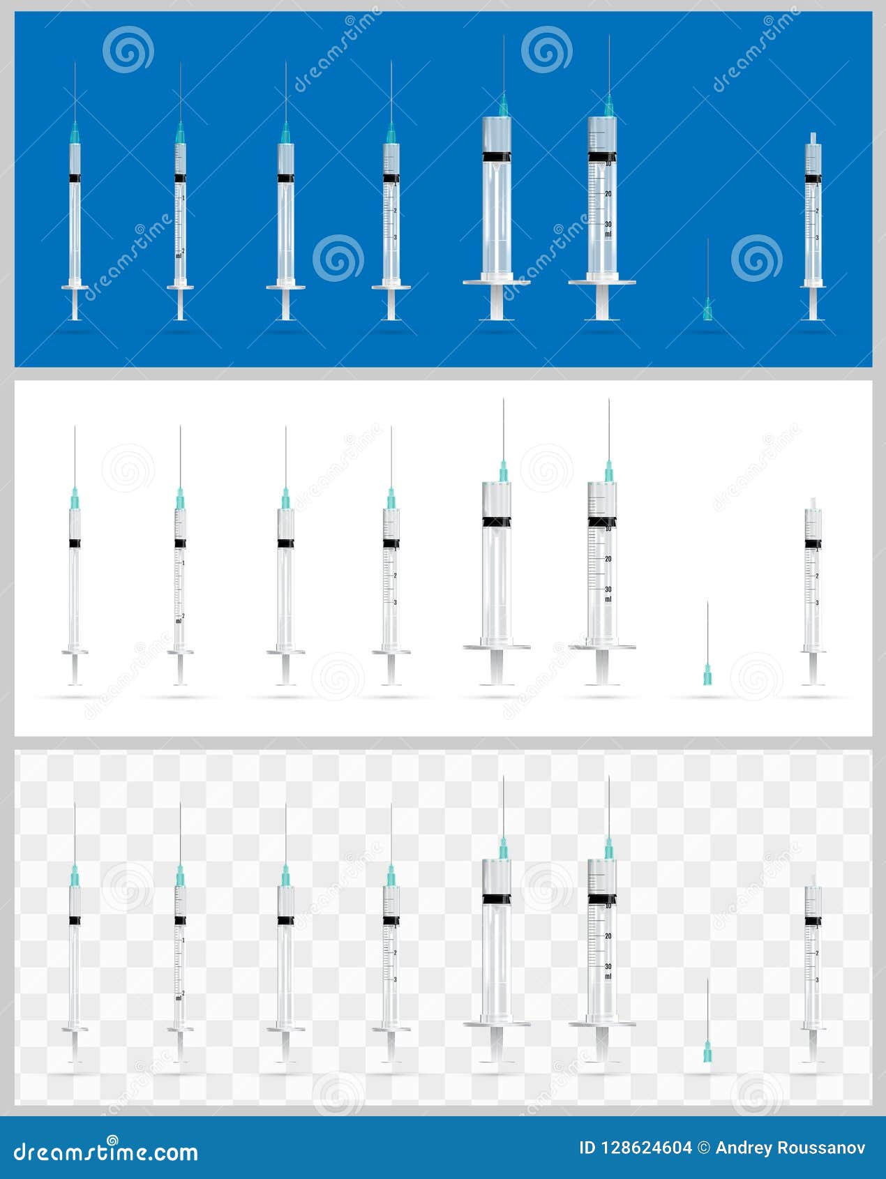 Set of Realistic Medical Syringes. Vector Illustration Stock Vector ...