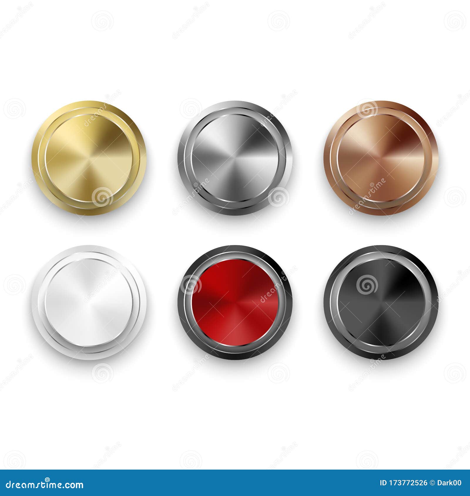 Set of Realistic Metal Button Stock Vector - Illustration of knob ...