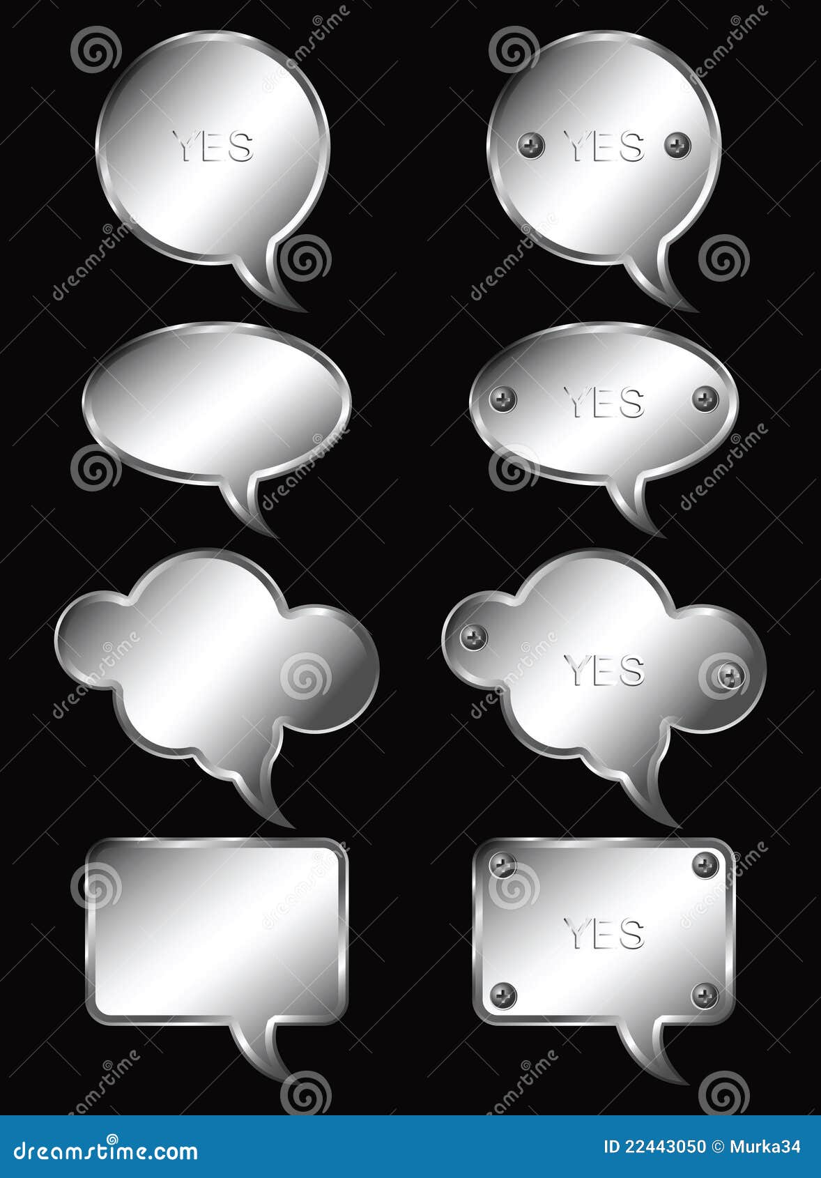 Set of Realistic Metallic Speech Bubbles. Vector I Stock Vector ...