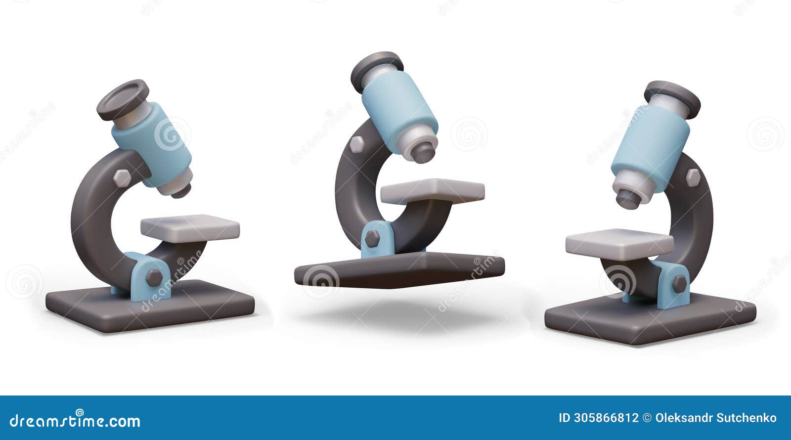 Set of Realistic Microscopes, View from Different Sides. Modern ...