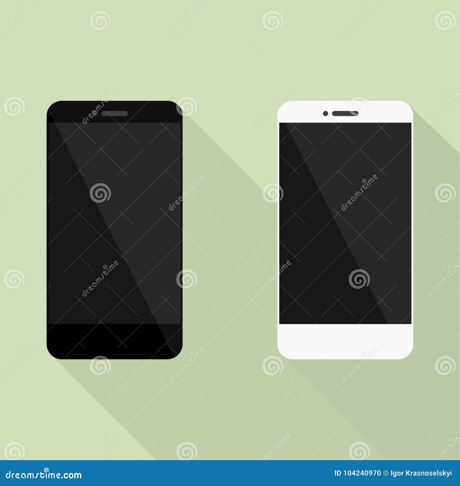 Set of Realistic Mobile Phone Collection in New Style. White and Black ...