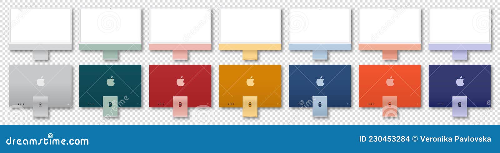 Set Of Realistic Mockups Of The New IMac 24 In All Colors On An ...