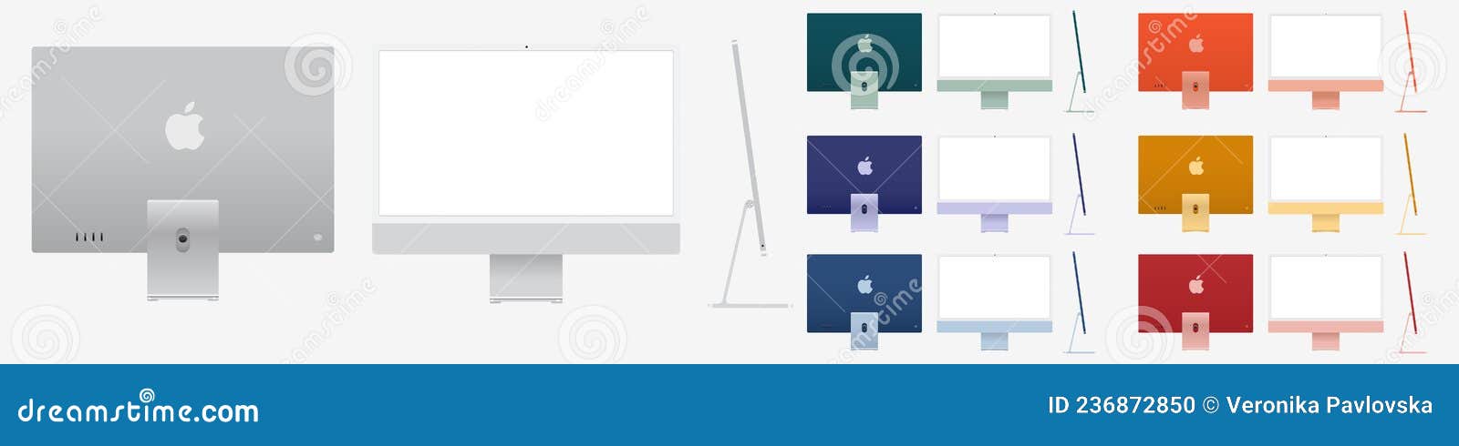 Set Of Realistic Mockups Of The New IMac 24 In All Colors On An ...