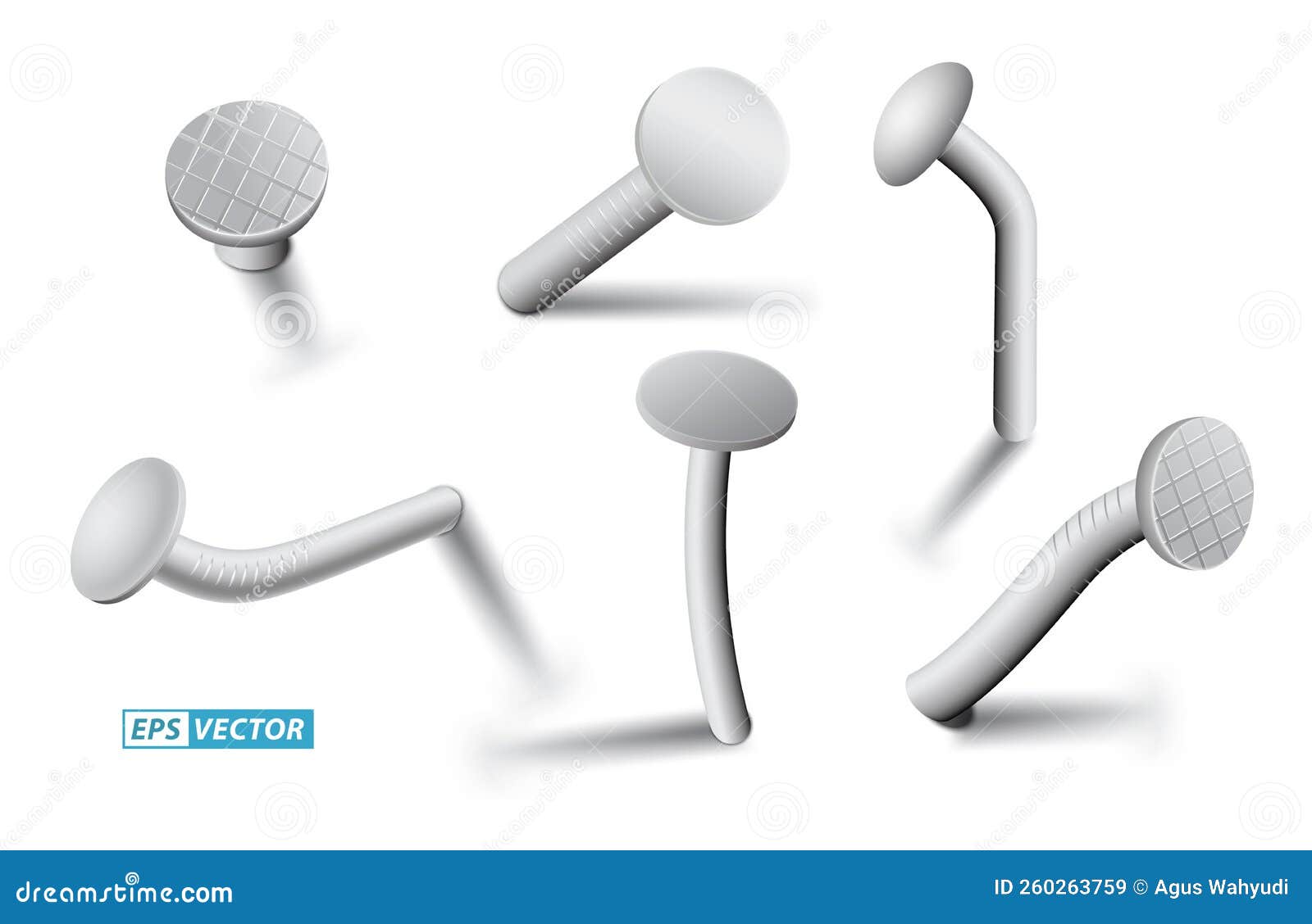 Set Of Realistic Nails Hammered Isolated Or Realistic Carpentry Tools ...