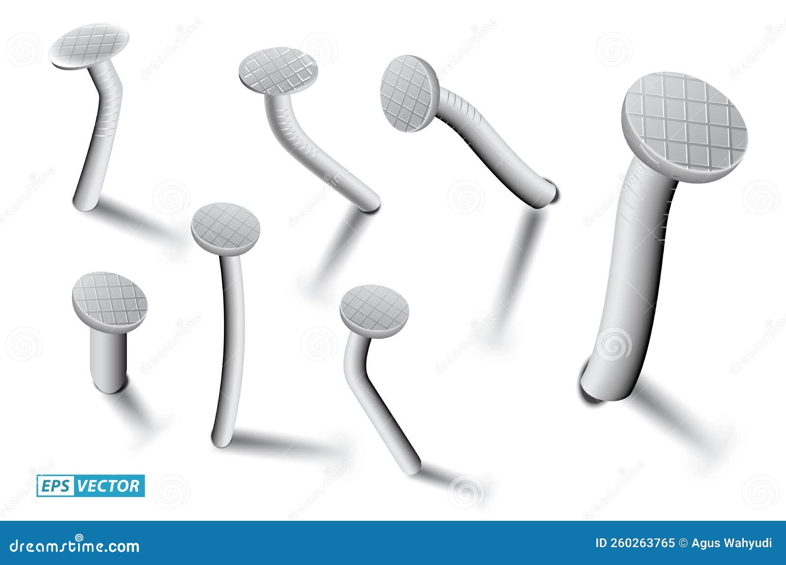 Set Of Realistic Nails Hammered Isolated Or Realistic Carpentry Tools ...