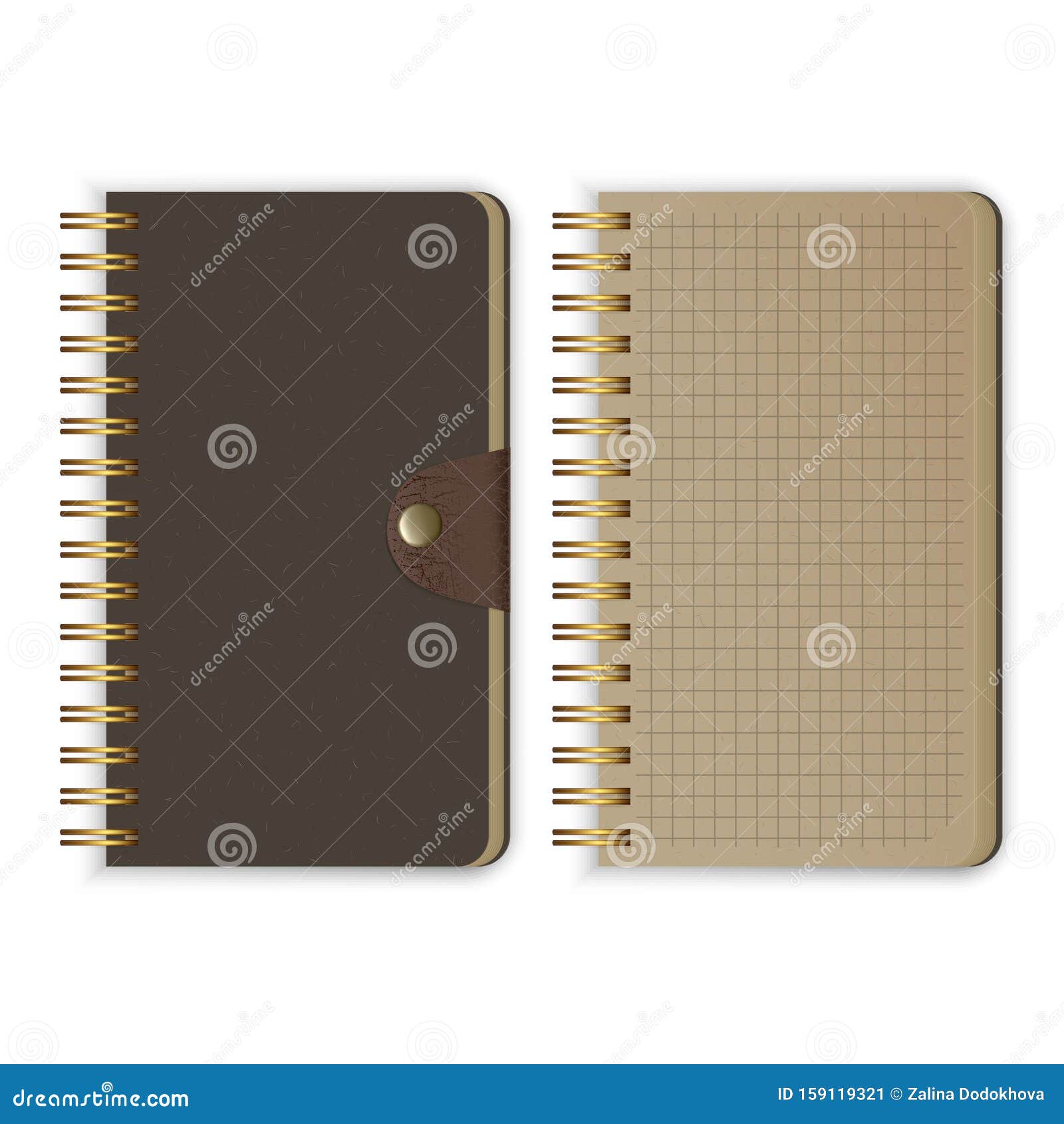 Set Of Realistic Notebook. Blank Open And Closed Spiral Binder ...