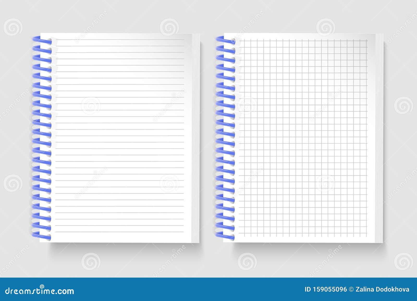 Set of Realistic Notebooks Blank Open Padded Sketchbook with Lines and ...