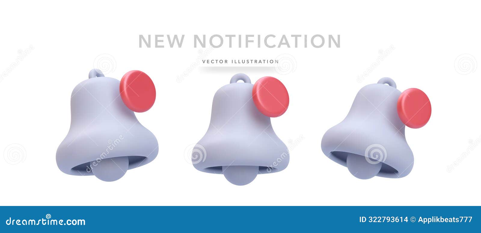 Set of Realistic Notification Bells Isolated on White Background ...
