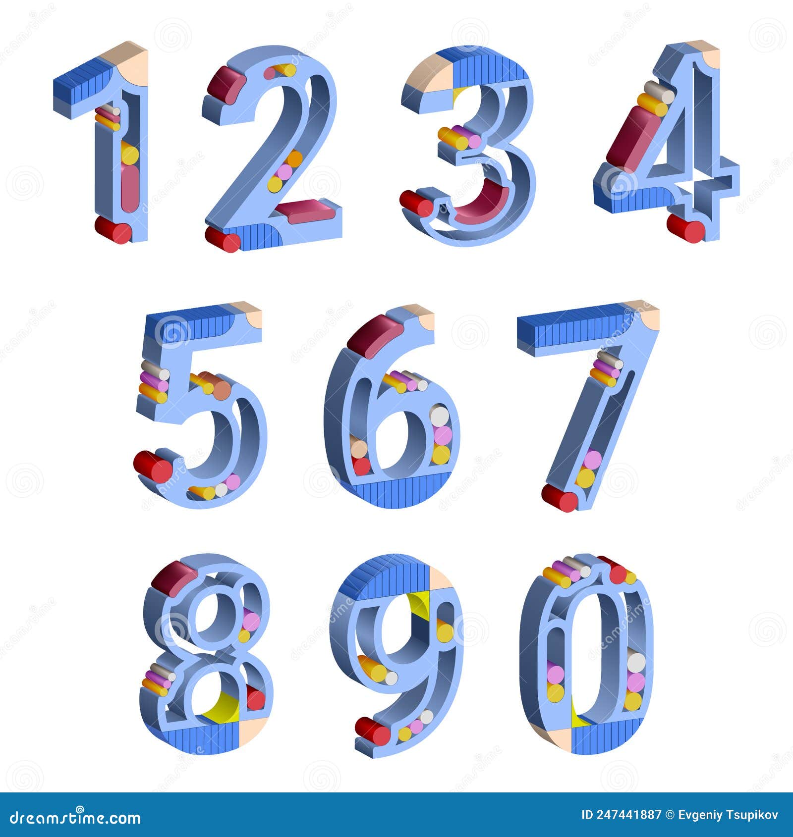 Set of realistic numbers. stock vector. Illustration of anniversary ...