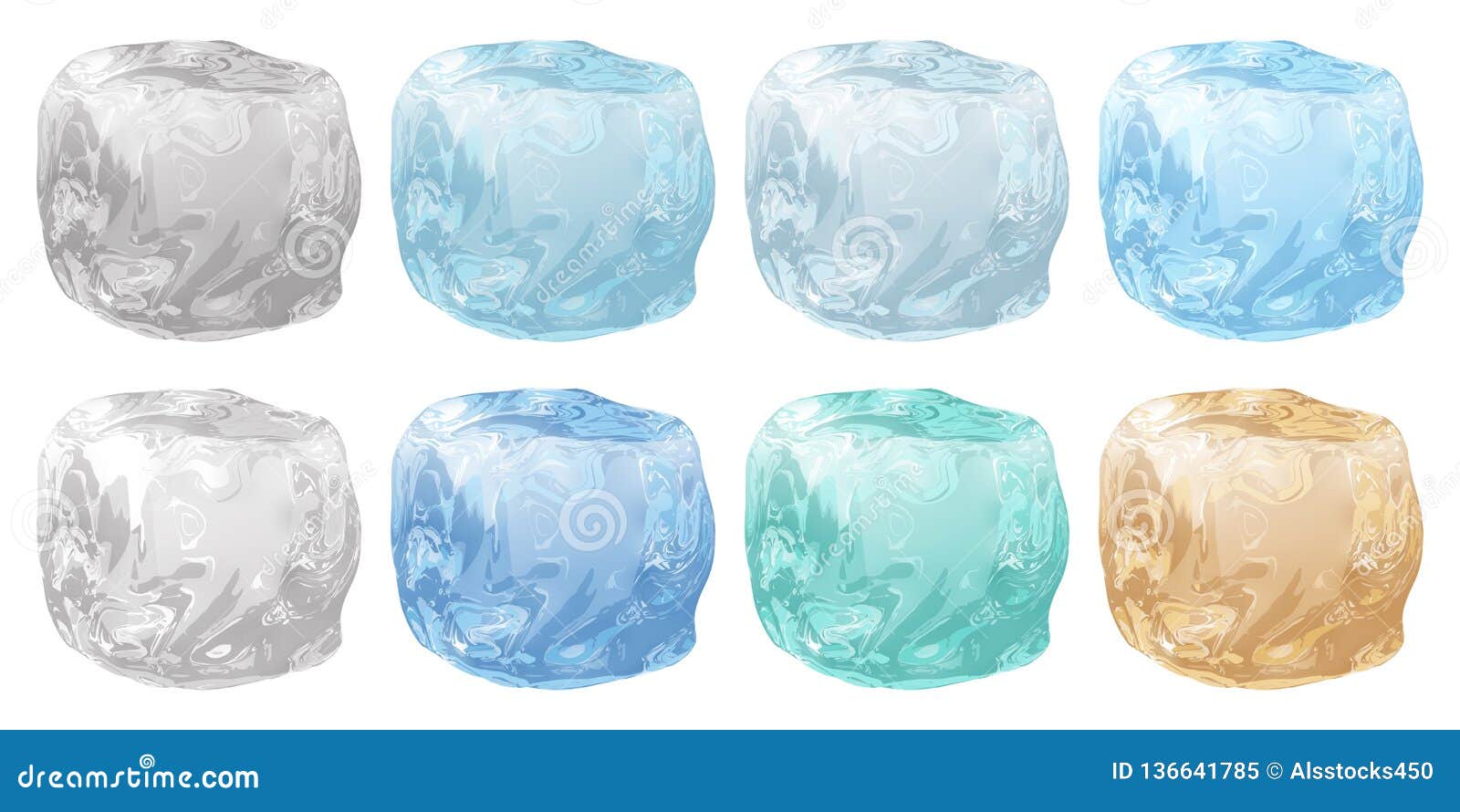 Opaque Ice Cubes With Turquoise Cast Isolated On White Background ...