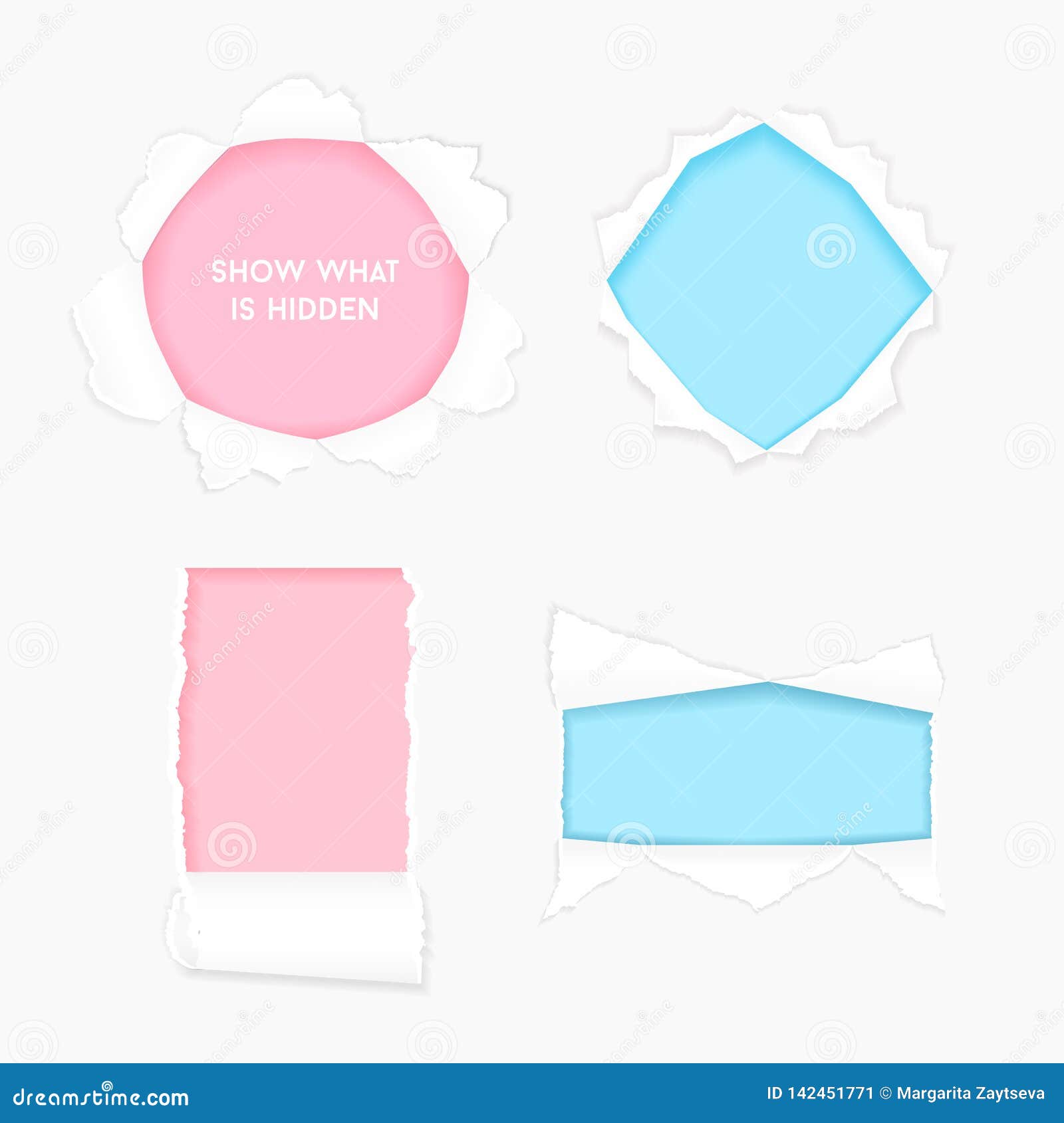 Set Of Paper With Ragged Edges, Booklet And Flower Branch. Mood Board ...