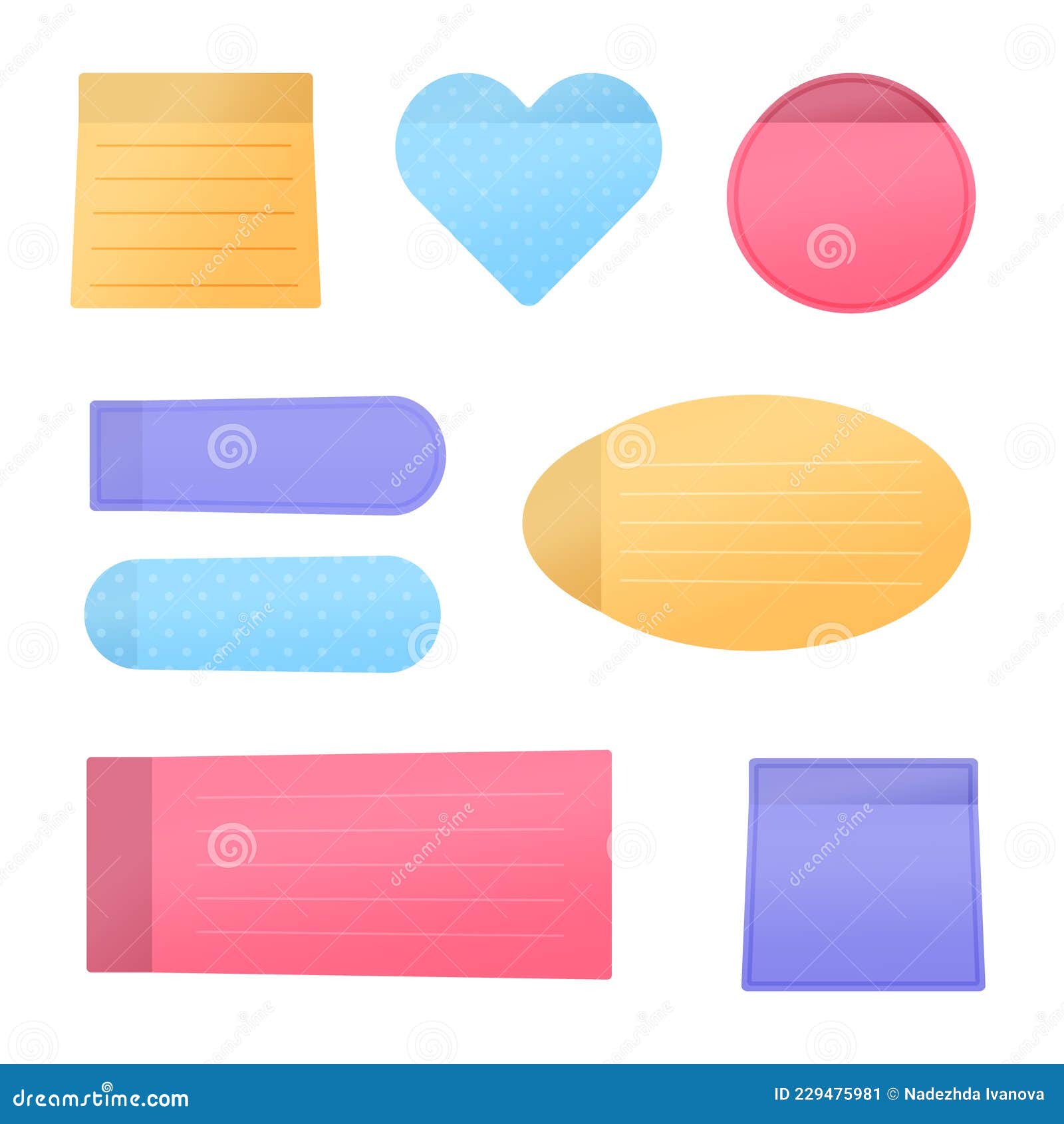 Set of Realistic Paper Stickers Vector Illustration. Stock Vector ...