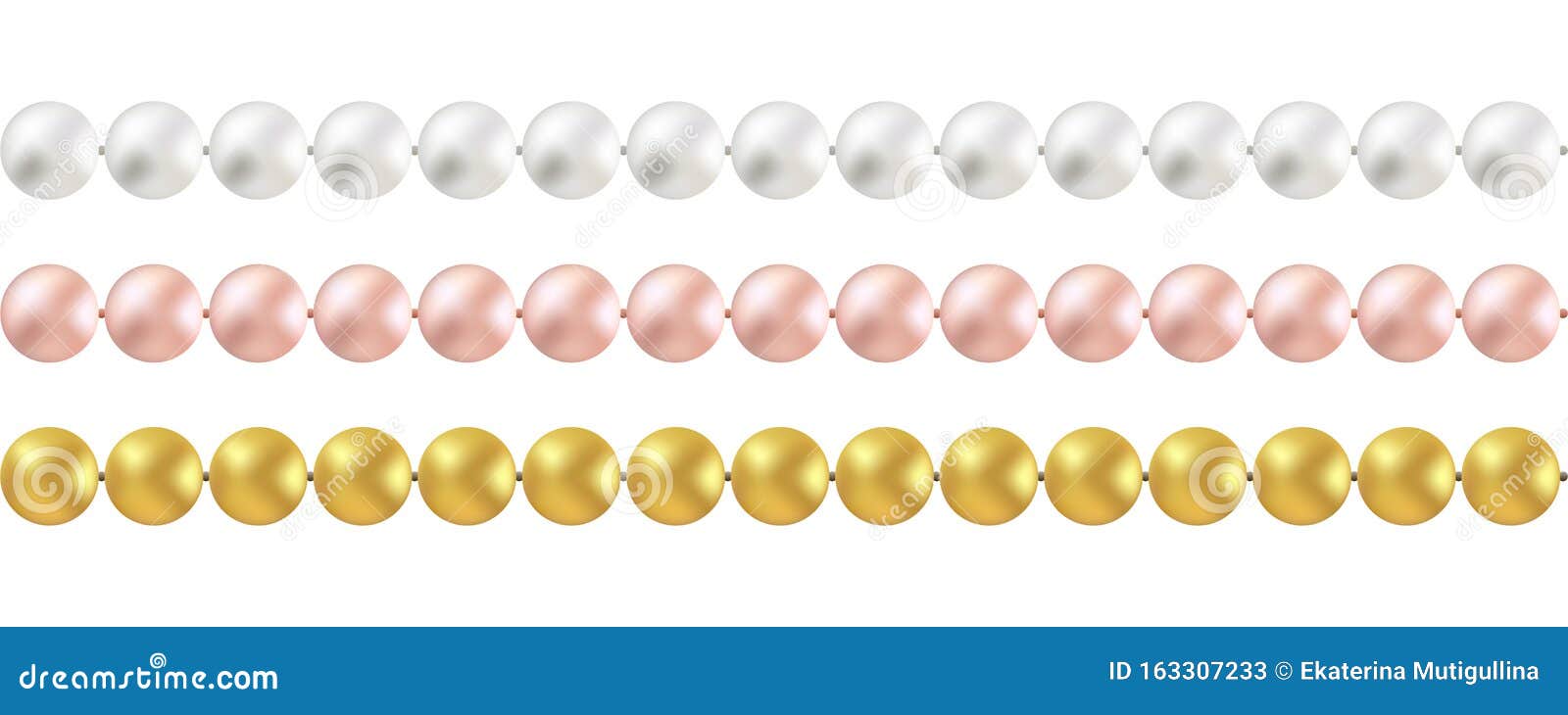 Set of Realistic Pearls Chain Stock Illustration - Illustration of ...