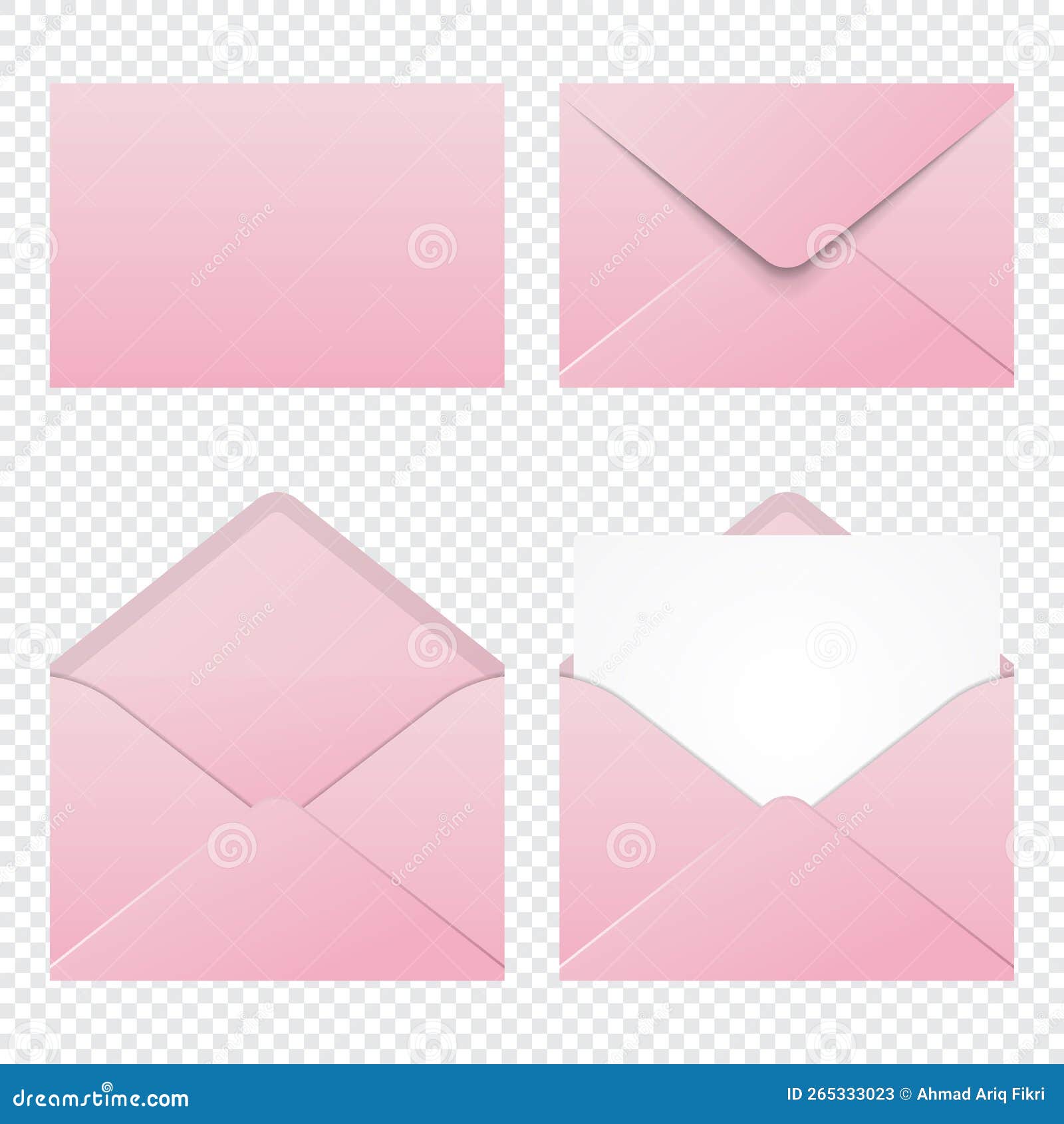 Set of Realistic Pink Envelopes Mockup. Realistic Pink Envelopes in ...