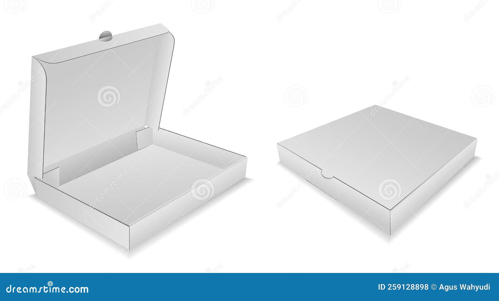 Set of Realistic Pizza Box Package Isolated. Eps Vector. Stock ...