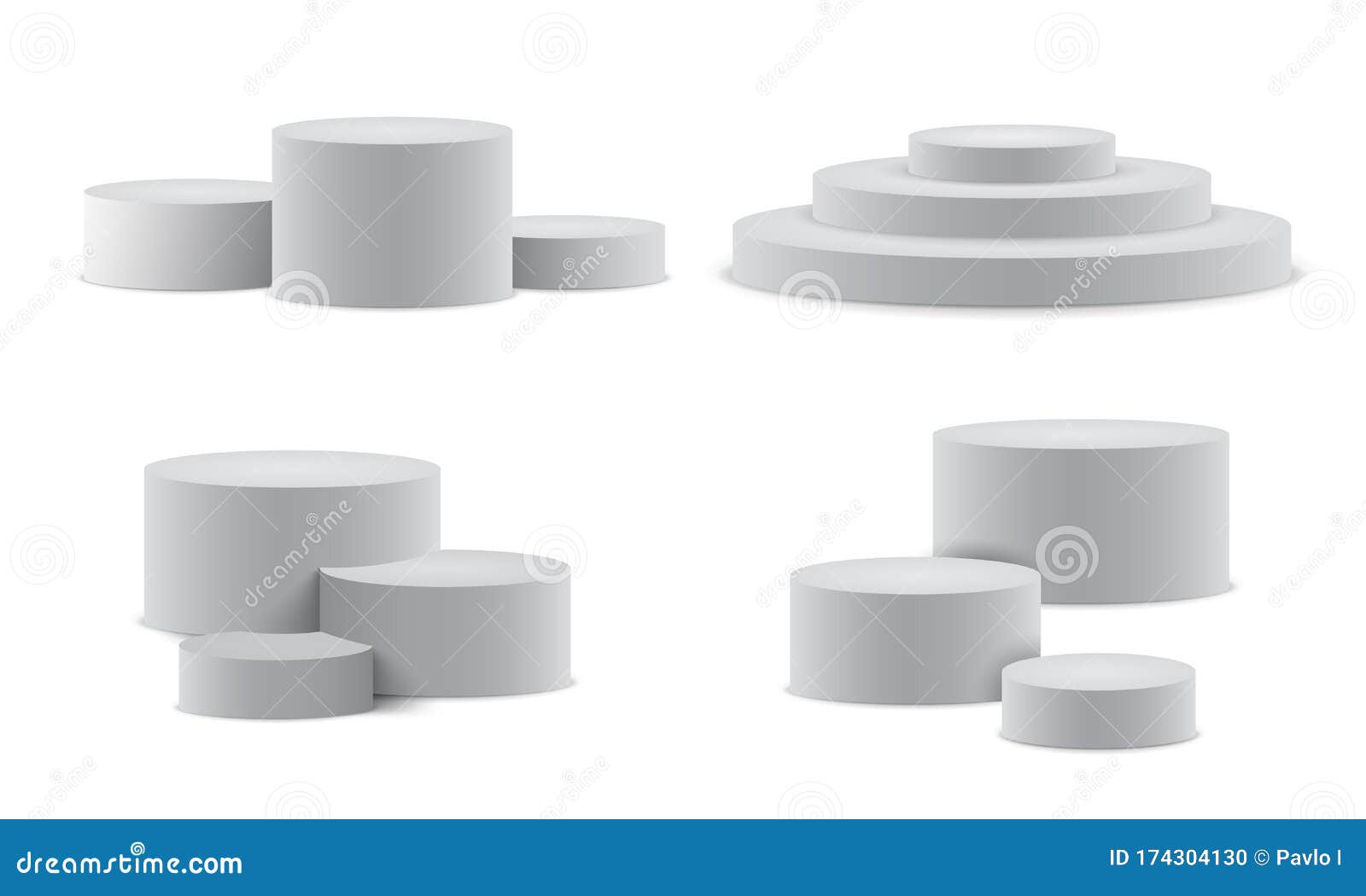 Set Realistic Podium. Pedestal and Platform, Stand Stage, Cylinder ... Set Realistic Podium. Pedestal and Platform, Stand Stage, Cylinder ...