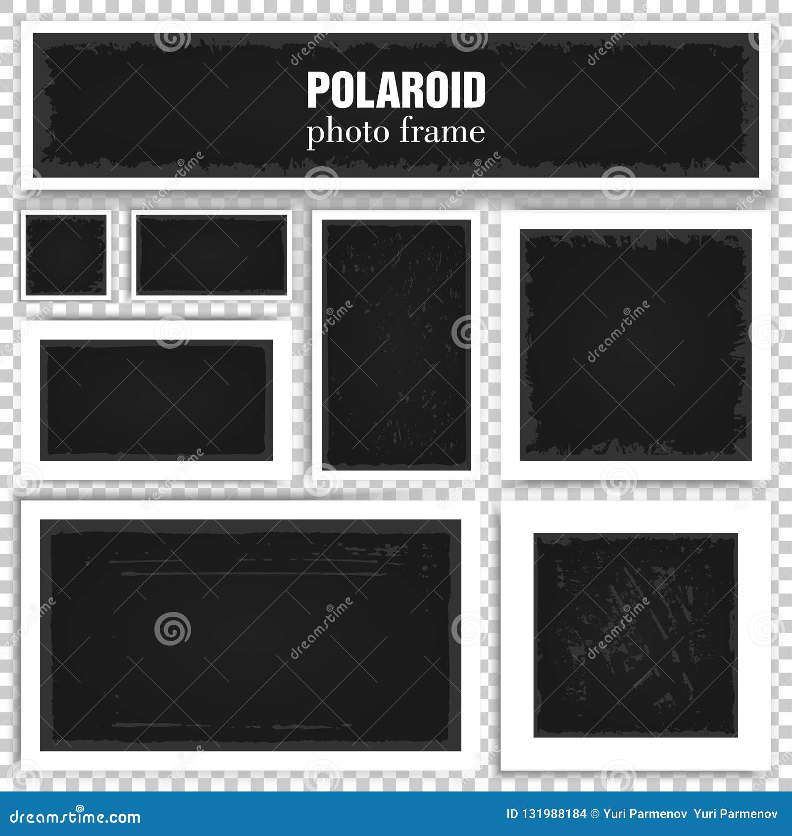 Set Of Realistic Polaroid Frames With Shadows Isolated On Transparent ...