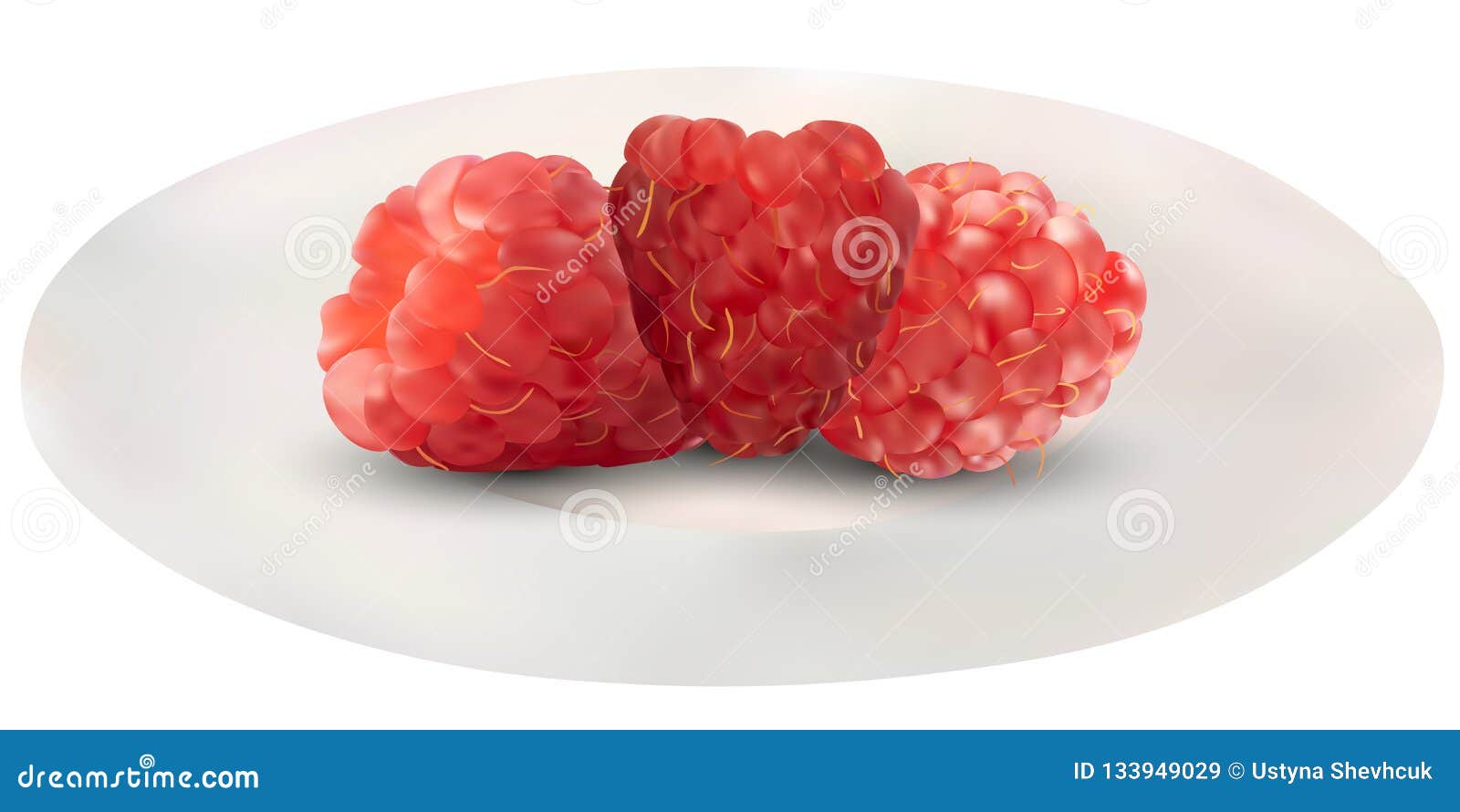 Set Of Realistic Raspberries.Vector Illustration, Fruit In A Plate ...