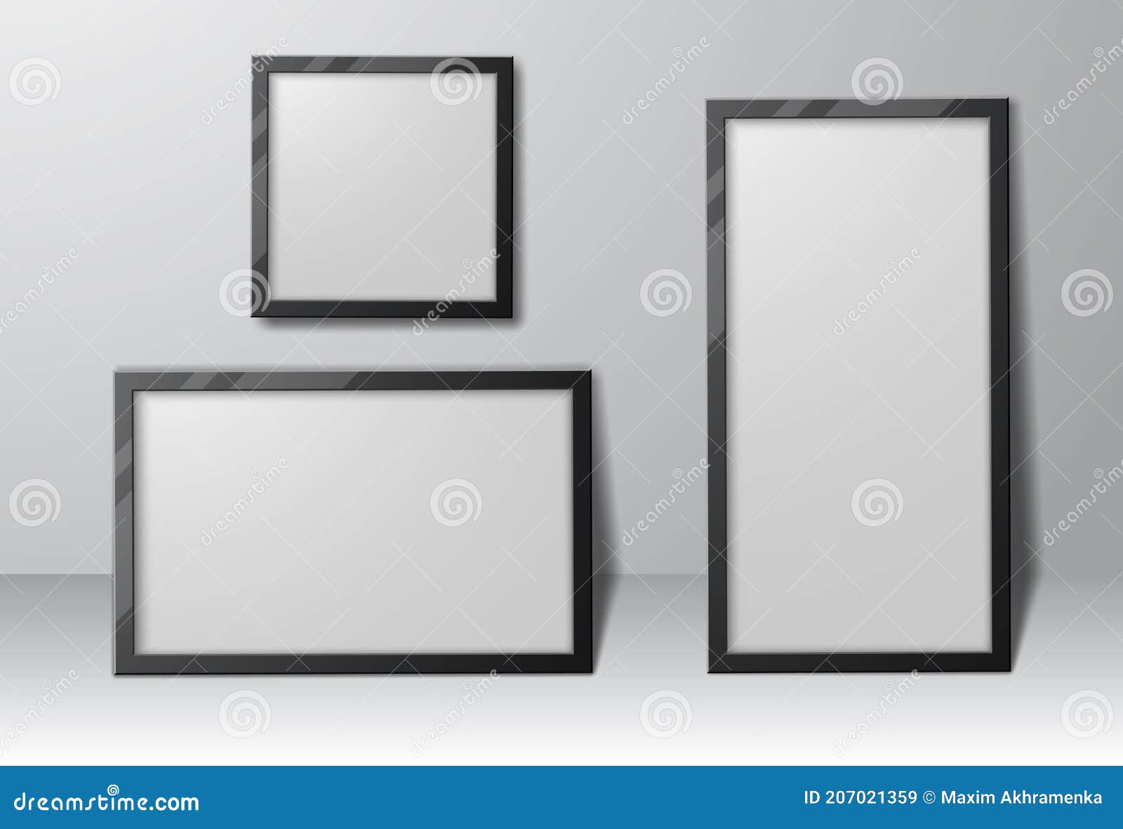 Set of Realistic Rectangular and Square Photo Frames with Shadows ...