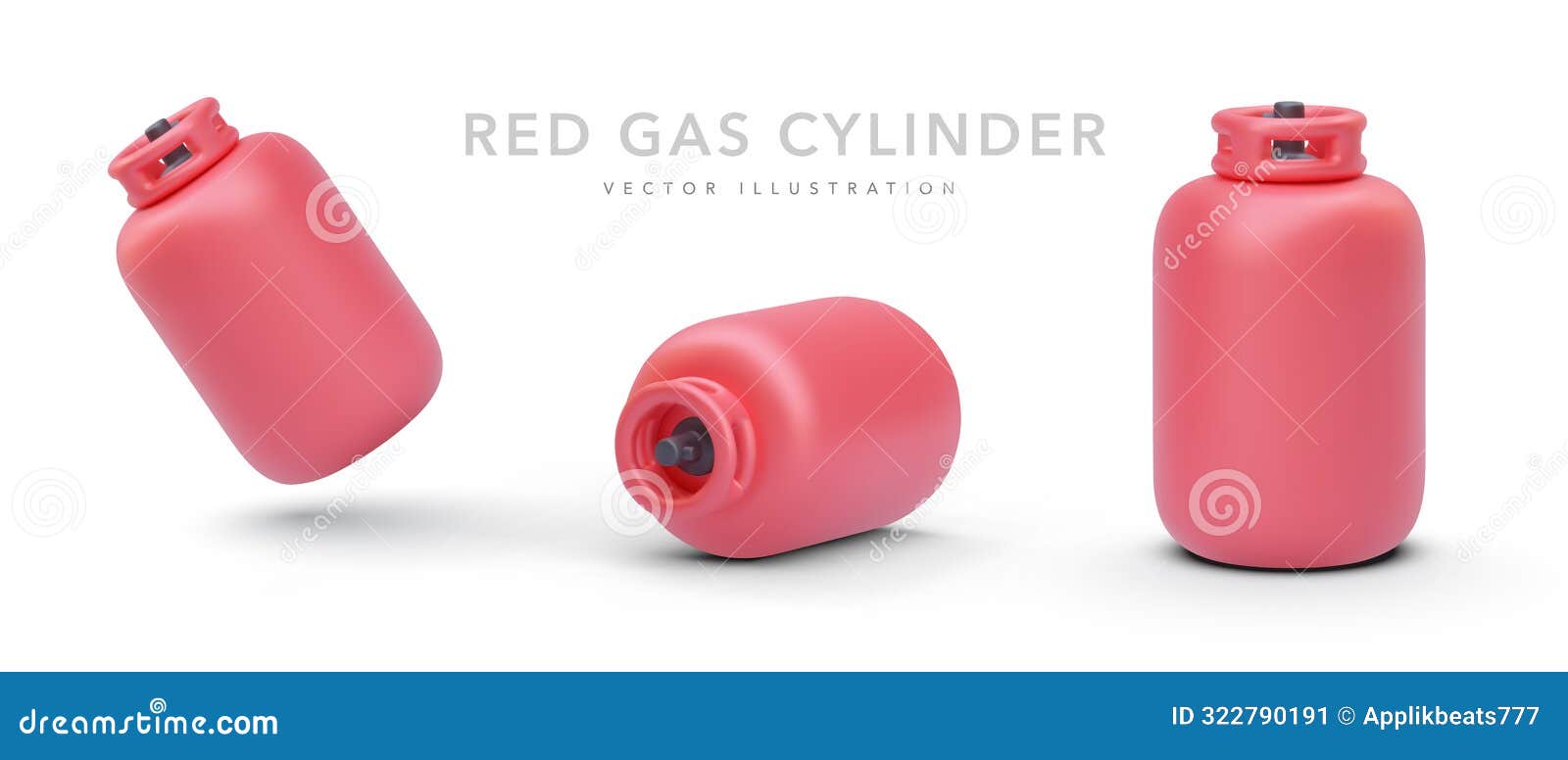 Set of Realistic Red Gas Cylinders Isolated on White Background. Vector ...