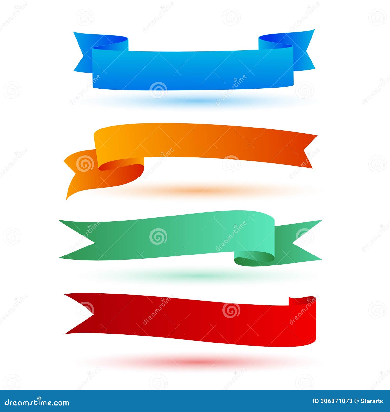 Set of Realistic Ribbon Band Element Banner Design Stock Vector ...