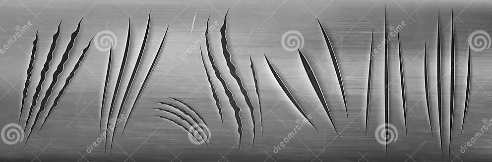 Set of Realistic Scratch Marks on Grey Background Stock Vector ...
