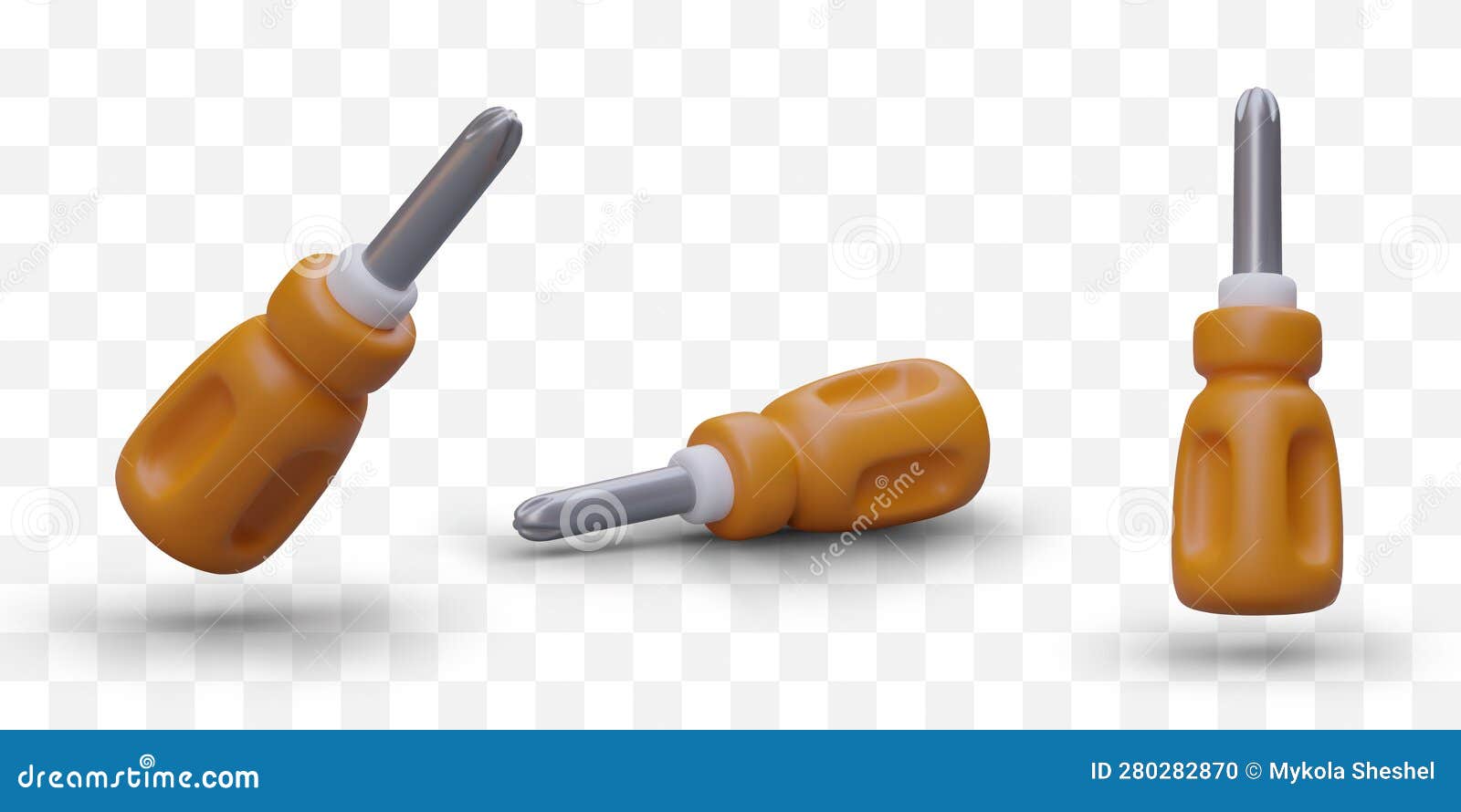 Set of Realistic Screwdrivers with Plastic Handles. Construction Tools ...