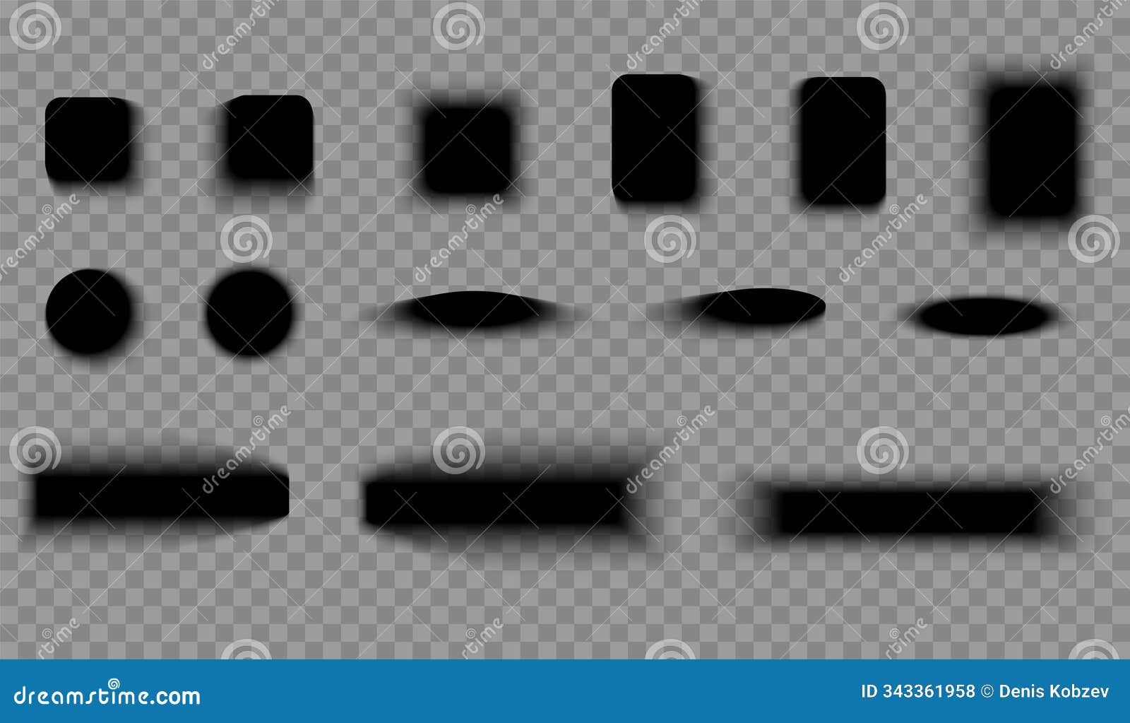 Set of Realistic Shadow Effects on Transparent Background of Various ...