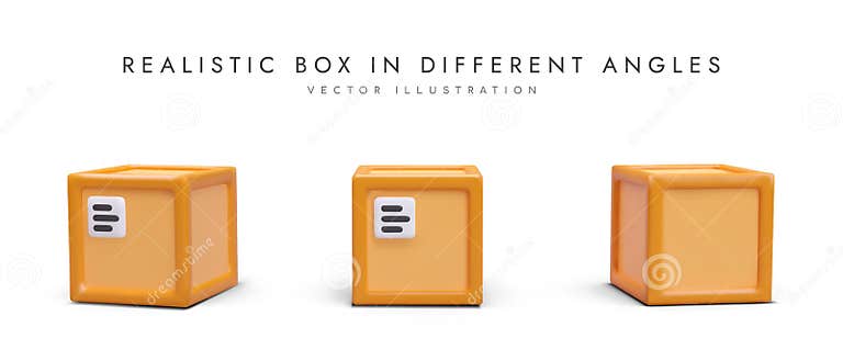 Set of Realistic Square Boxes, View from Different Angles Stock ...