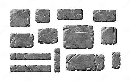 Set of Realistic Stone Buttons and Elements Stock Illustration ...